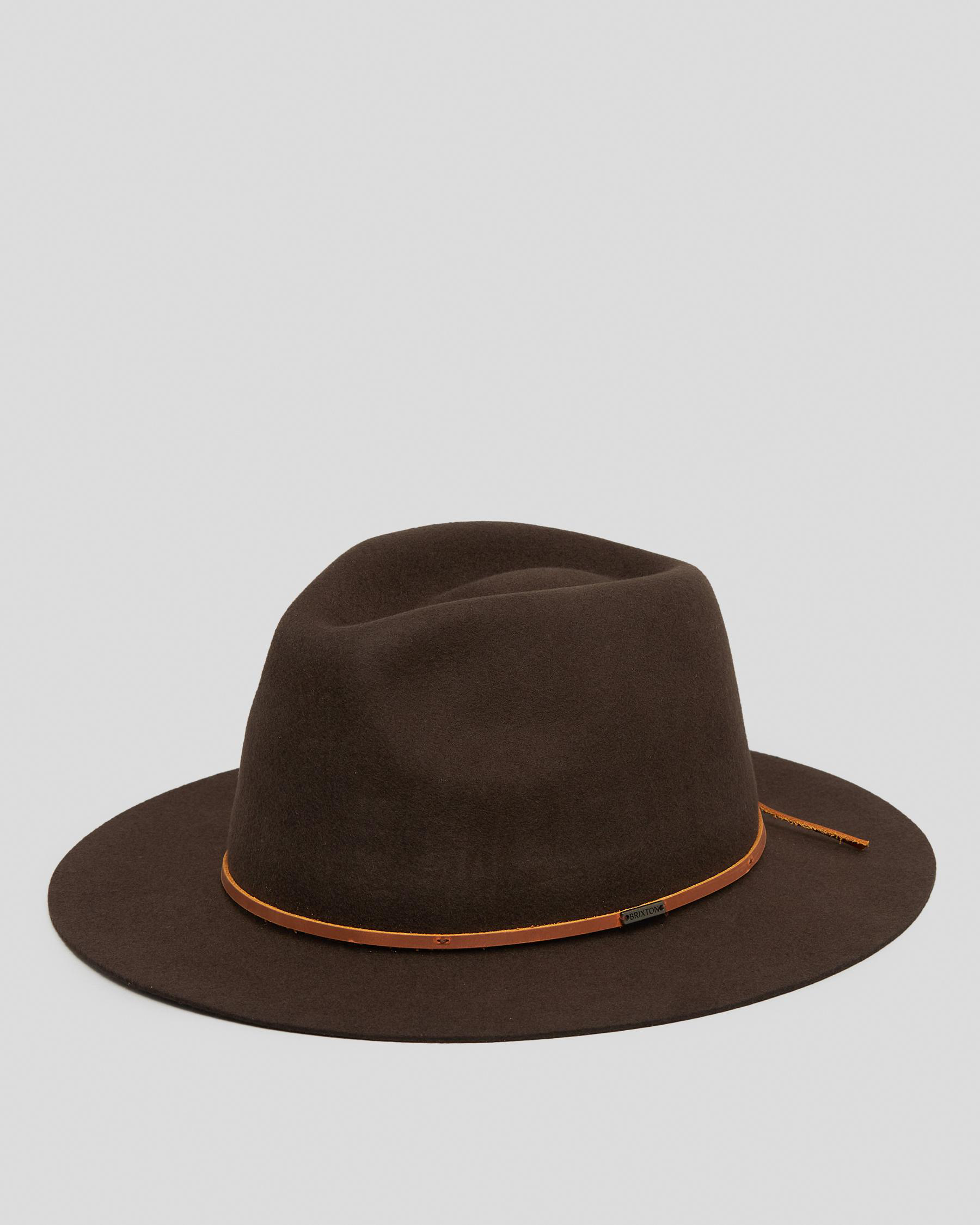 Shop Brixton Wesley Fedora In Deep Brown - Fast Shipping & Easy Returns ...