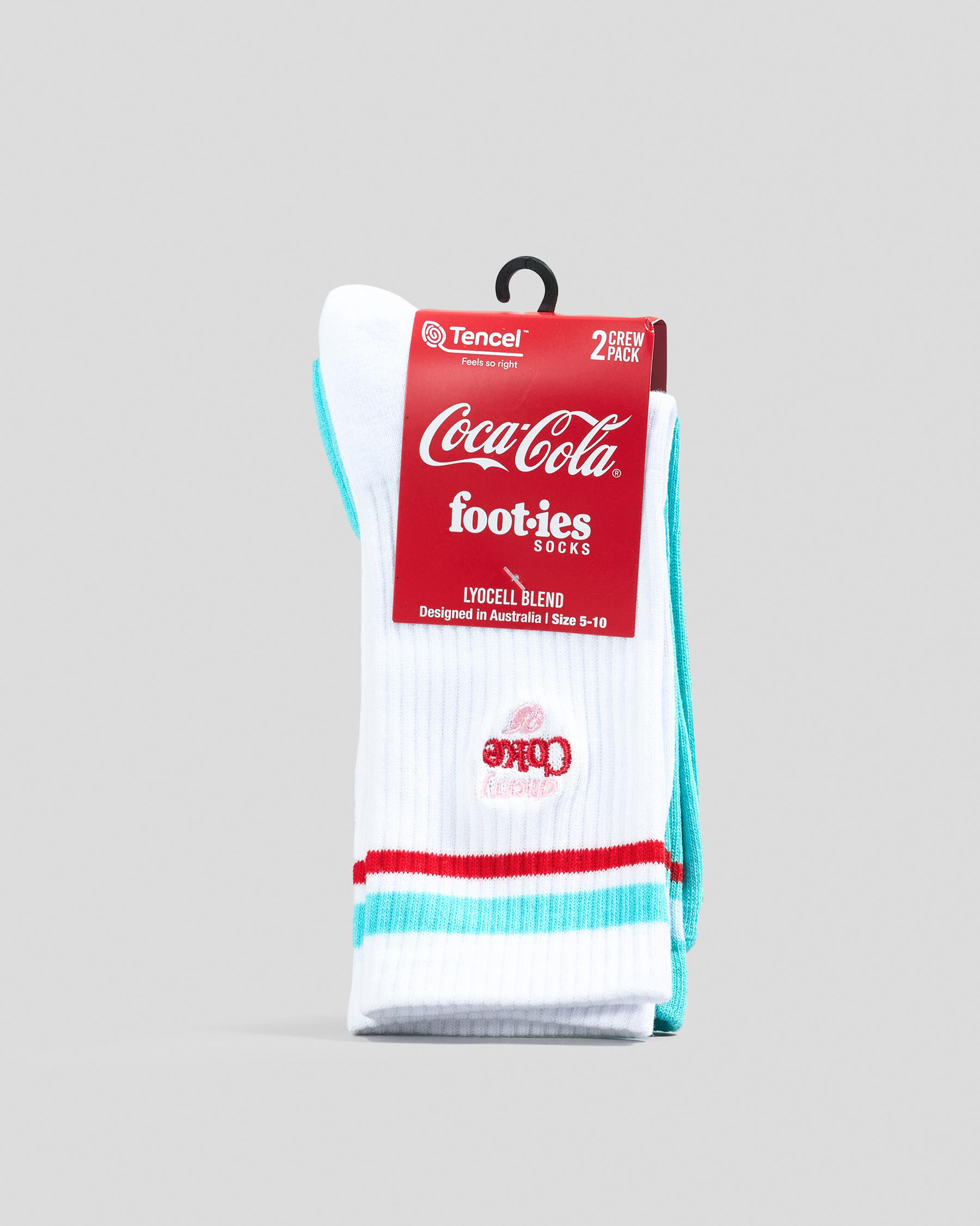 Shop FOOT-IES Cherry Coke Embroidery Sneakers Socks 2 Pack In White/sky ...