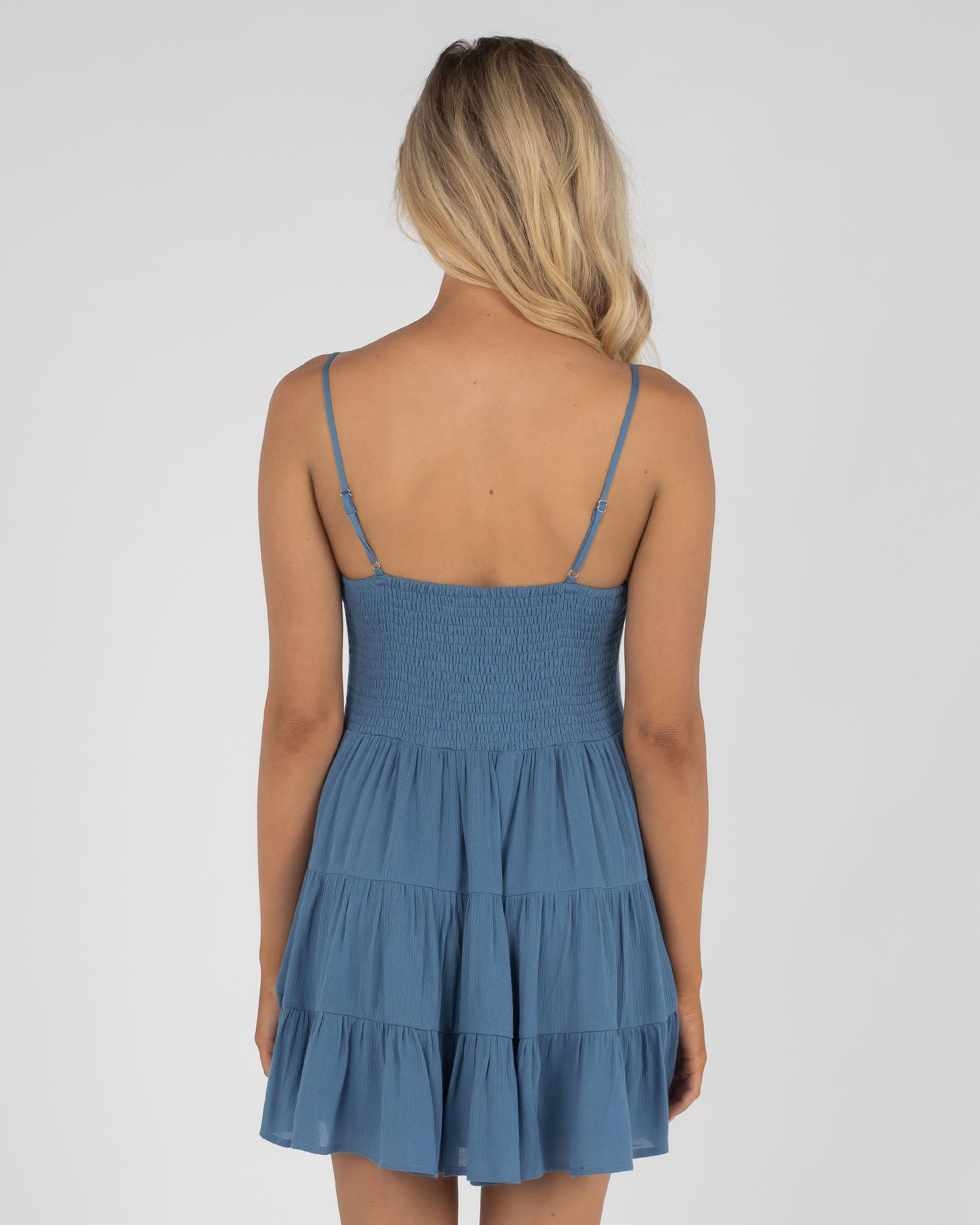 Shop Mooloola Iris Dress In Steel Blue - Fast Shipping & Easy Returns ...