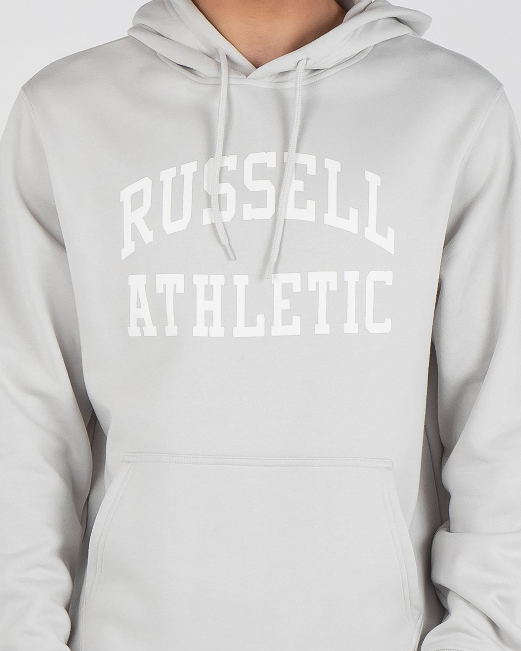 Shop Russell Athletic Arch Logo Hoodie In Ash - Fast Shipping & Easy ...