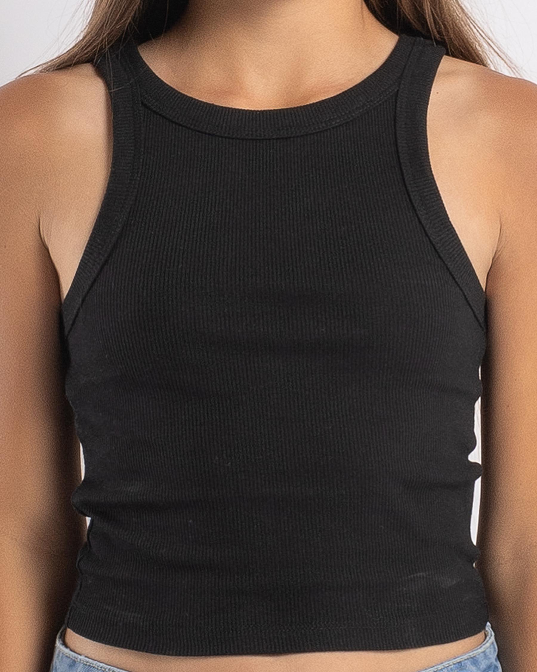 Shop Mooloola Girls' Basic Rib Racer Back Tank Top In Black - Fast ...