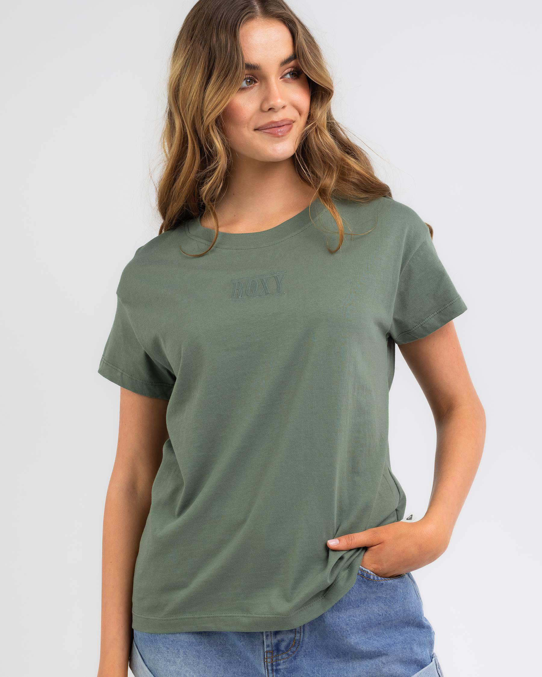 Shop Roxy Surfing In Sunshine T-Shirt In Laurel Wreath - Fast Shipping ...