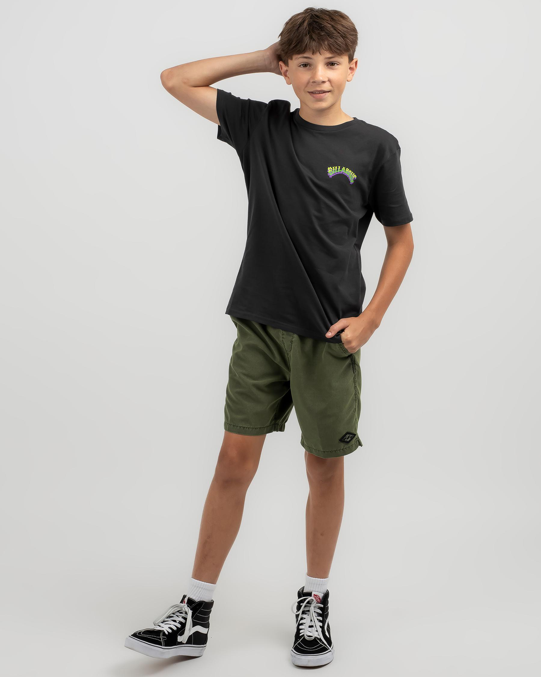 Shop Billabong Boys' Arch Wave T-Shirt In Washed Black - Fast Shipping ...