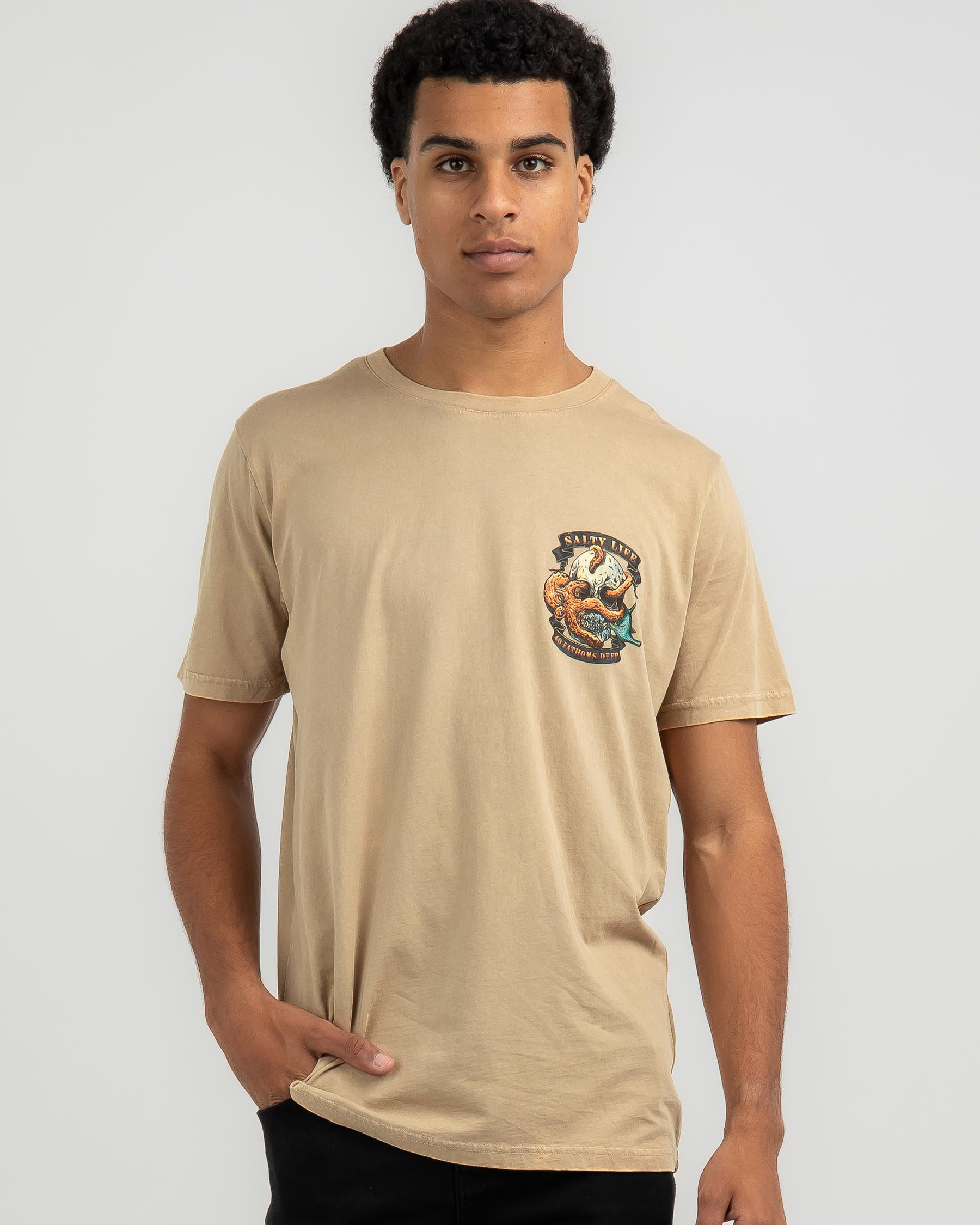 Shop Salty Life Into The Deep T-Shirt In Sand Acid - Fast Shipping ...