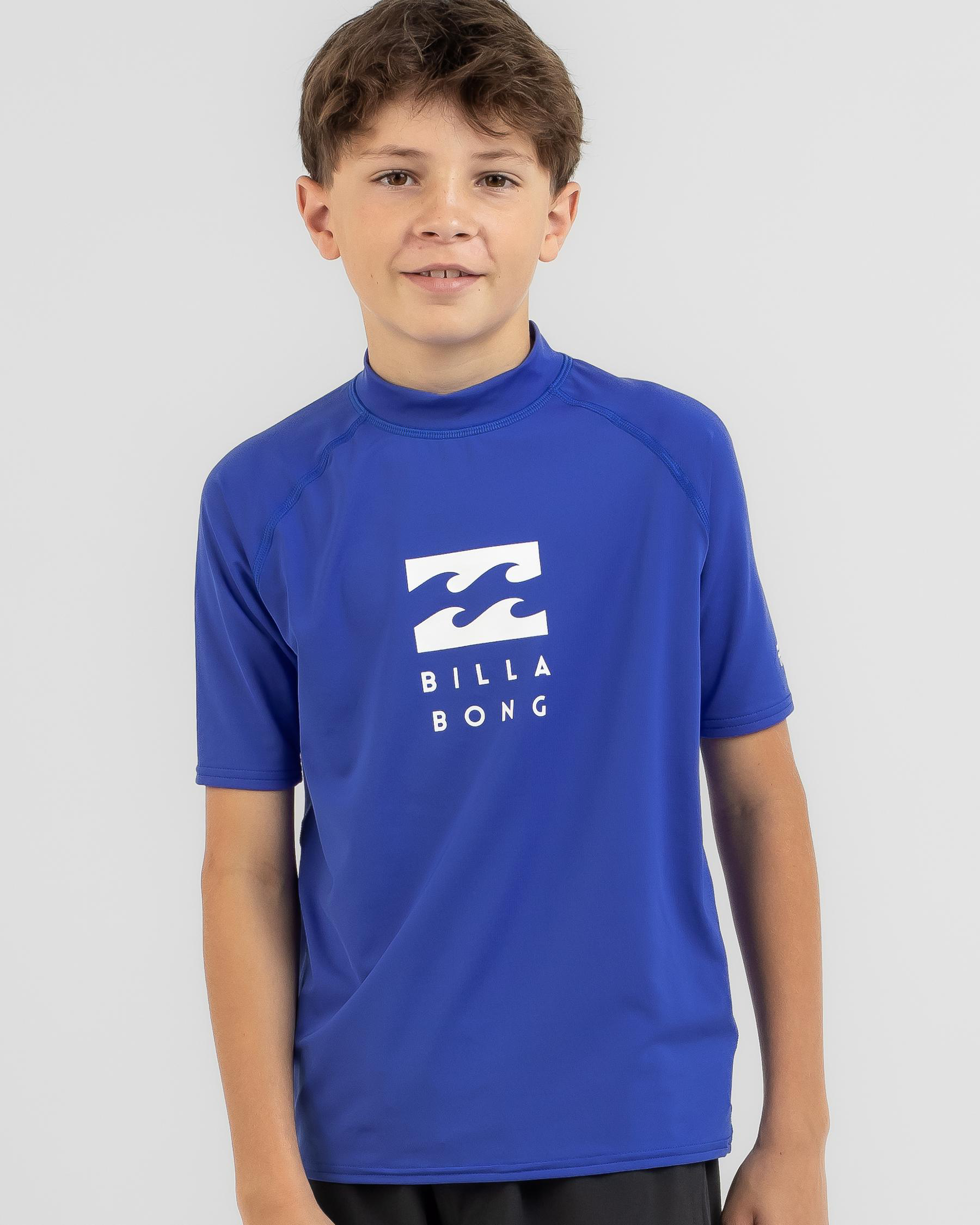Shop Billabong Boys' Union Short Sleeve Rash Vest In Cobalt - Fast ...