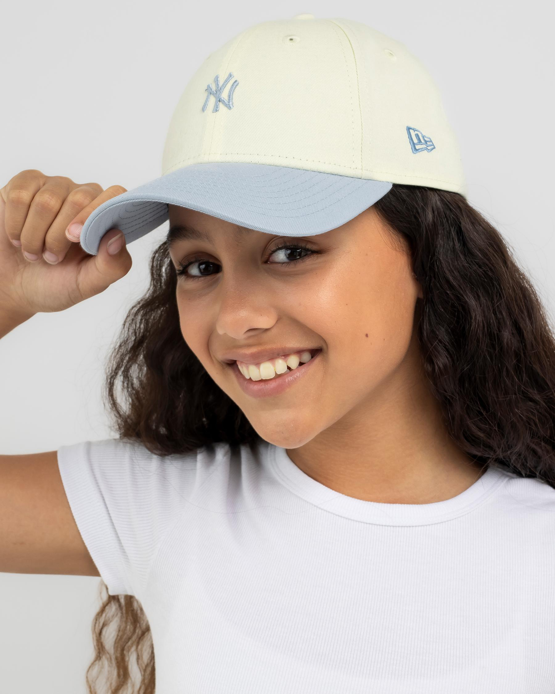Shop New Era Girls' NY Yankees Cap In White/dusty Blue - Fast Shipping ...