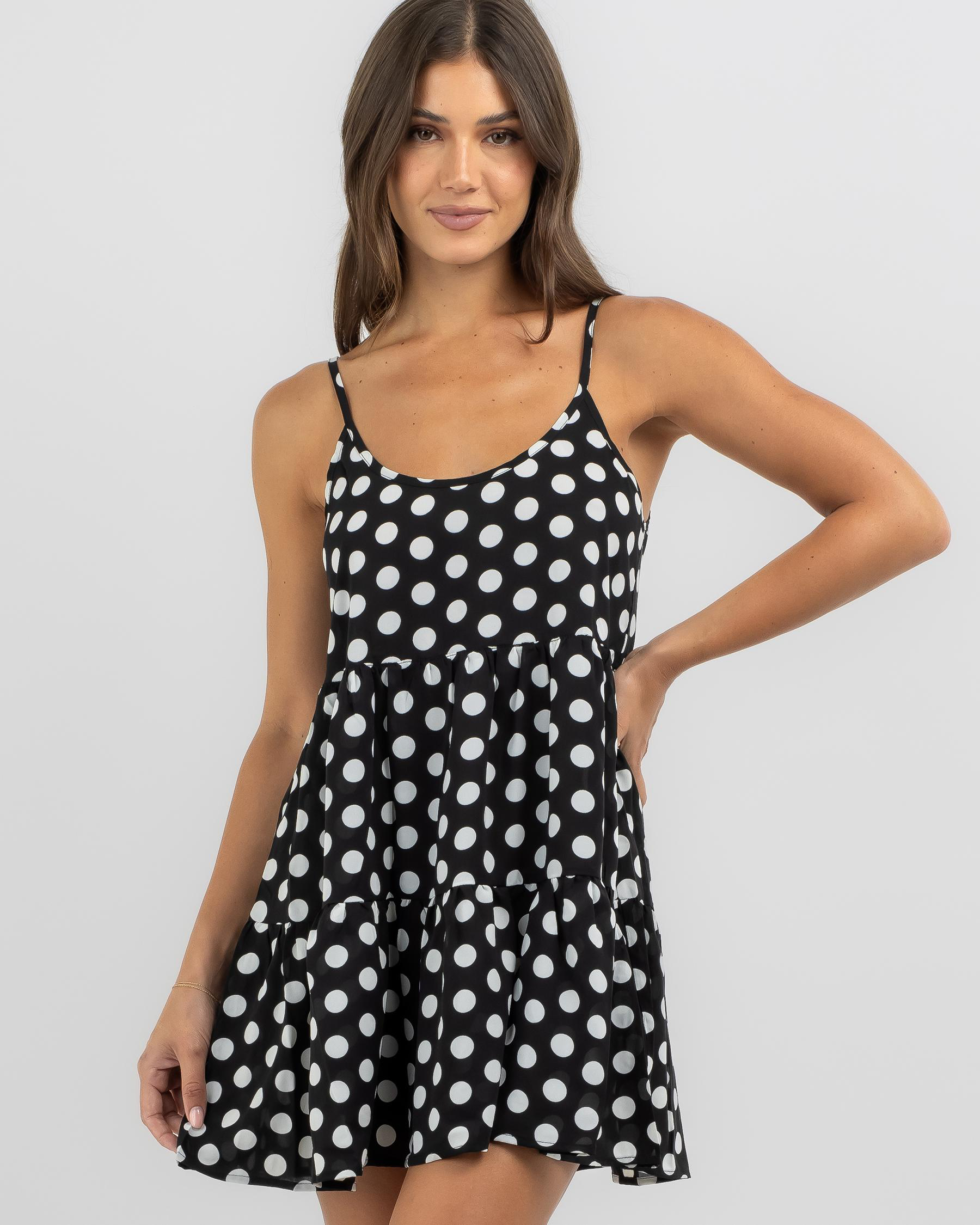 Shop Mooloola Roaming Dress In Black/white Polka Dot - Fast Shipping ...