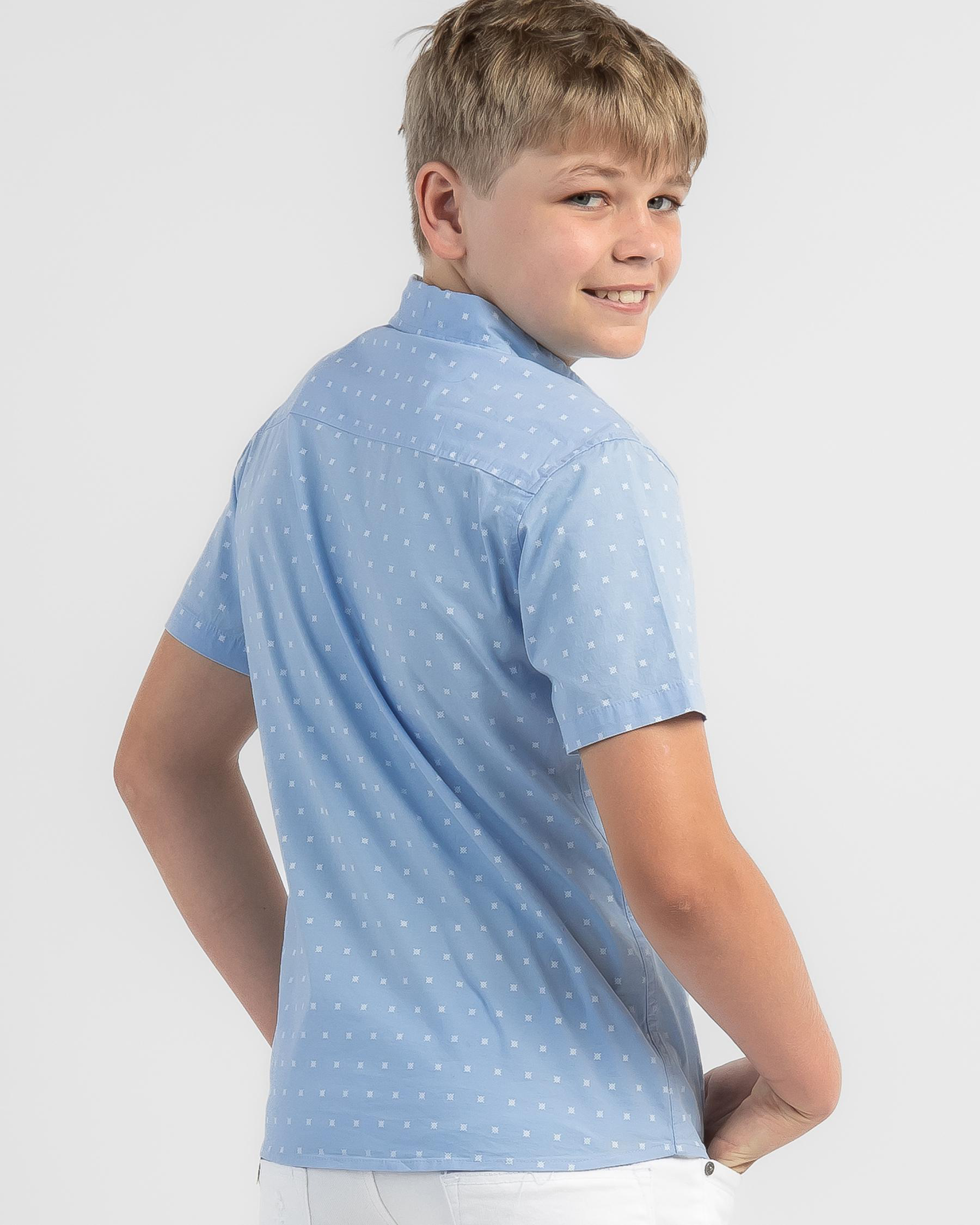 Shop Lucid Boys' Atomic Short Sleeve Shirt In Light Blue - Fast ...