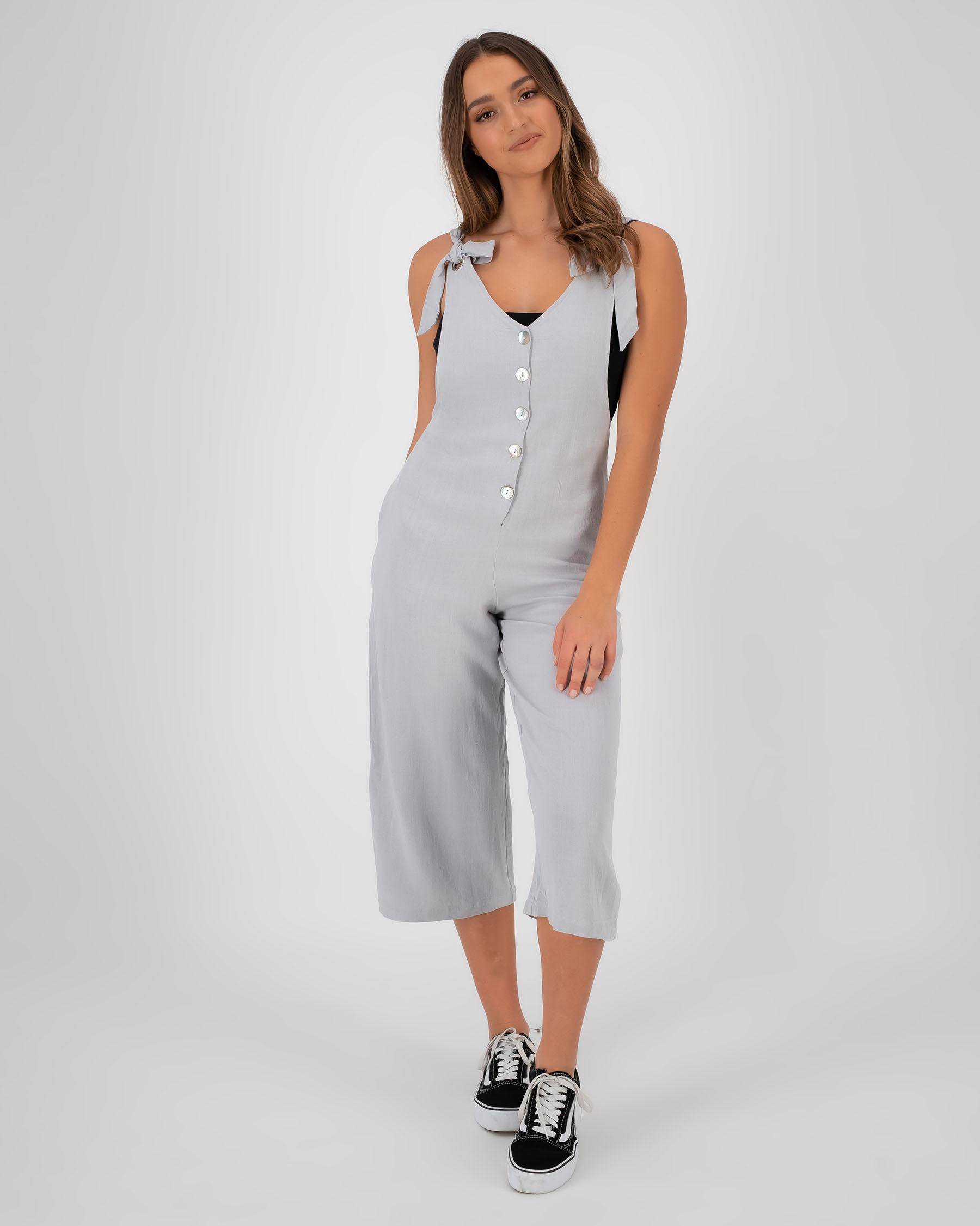 Shop Mooloola Hawkins Long Overalls In Cement - Fast Shipping & Easy ...
