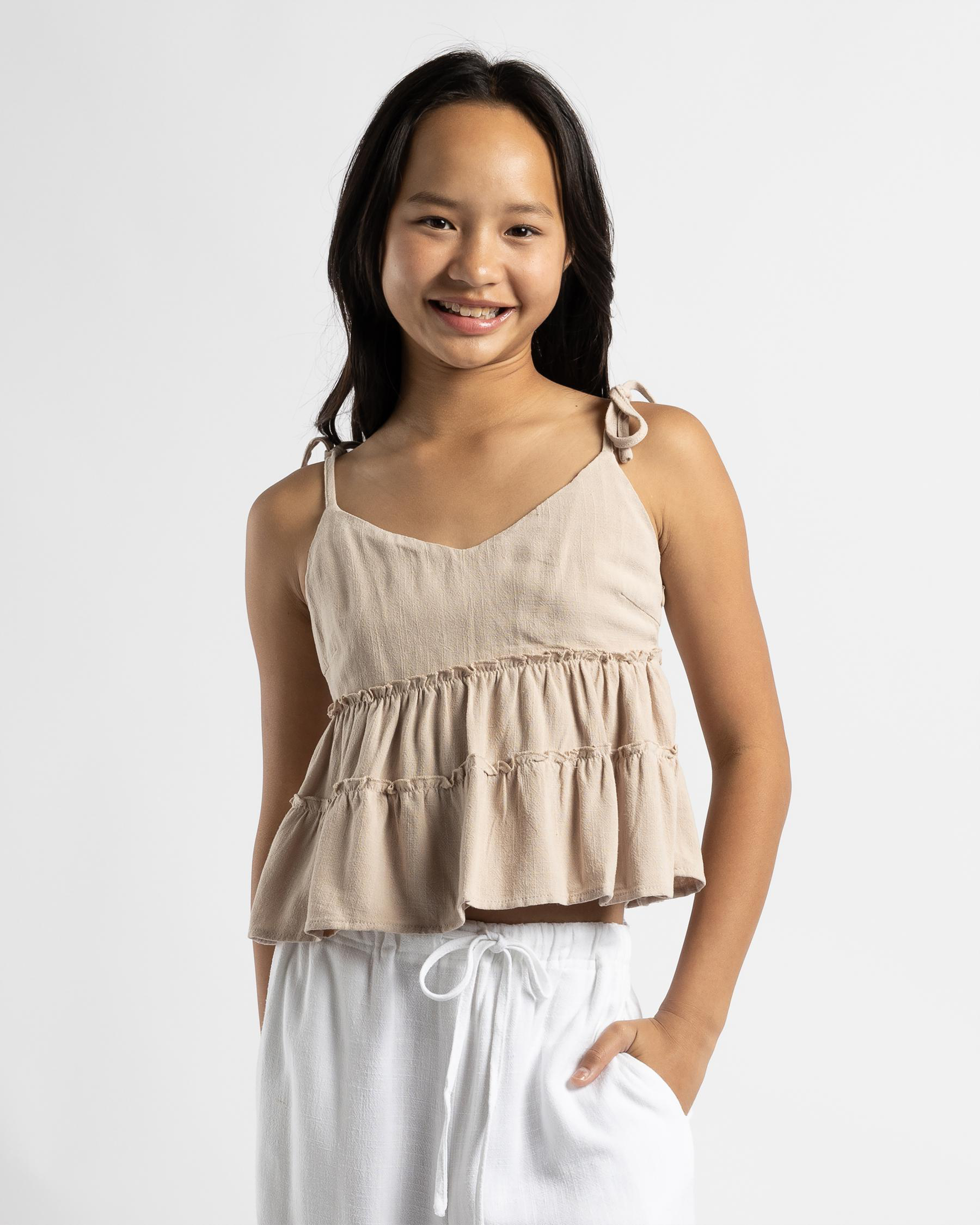 Mooloola Girls' Lini Dallis Top In Taupe - FREE* Shipping & Easy ...