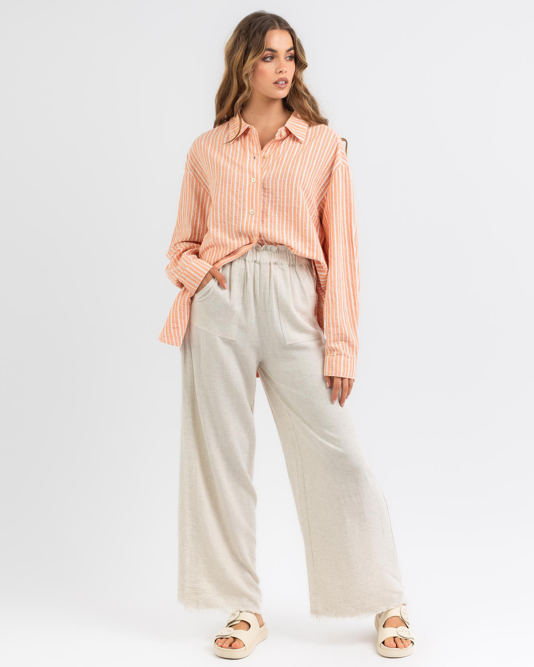Shop Ava And Ever Fraser Beach Pants In Natural S+p - Fast Shipping ...