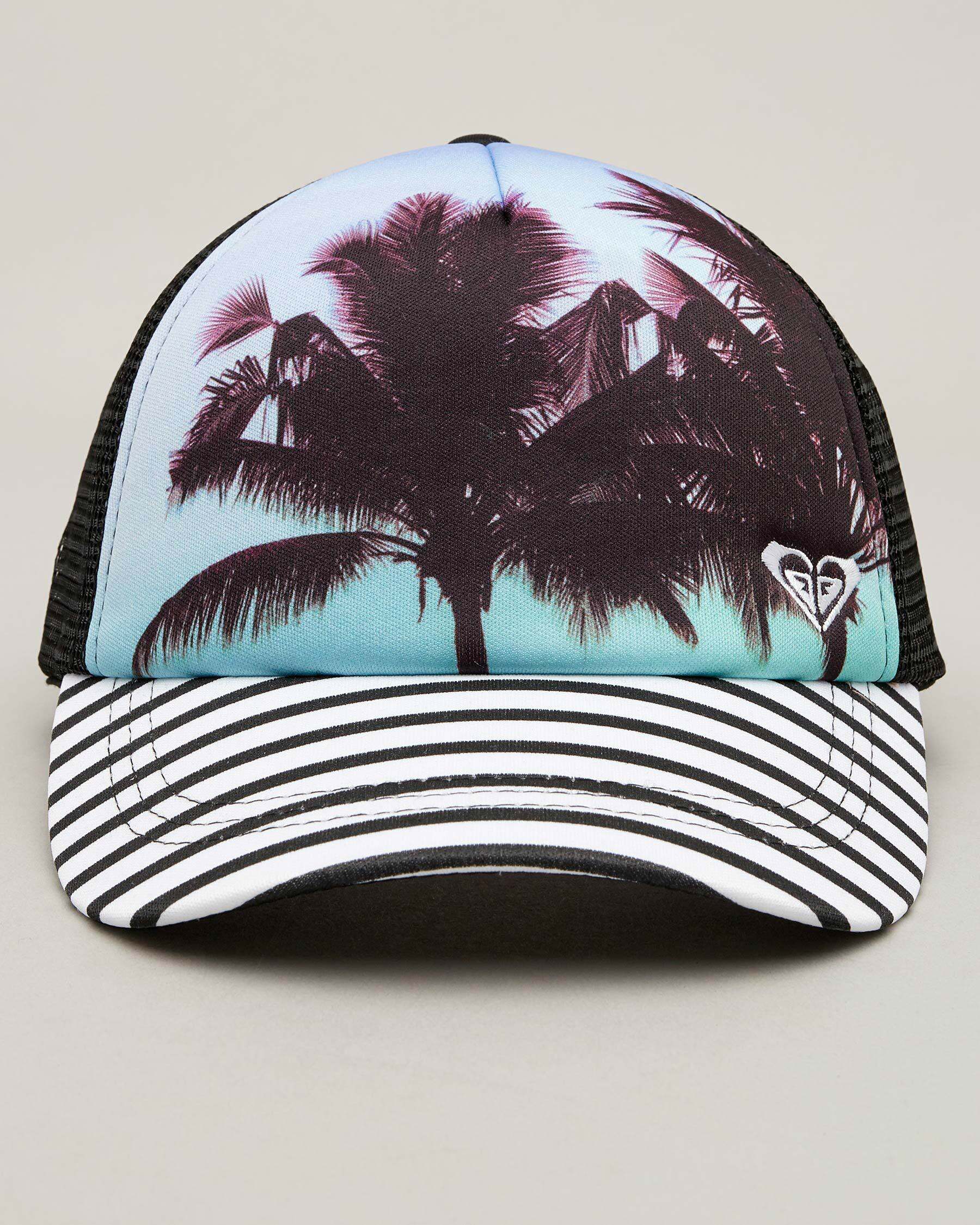 Shop Roxy Girls' Sunset Skies Trucker Cap In True Black - Fast Shipping ...