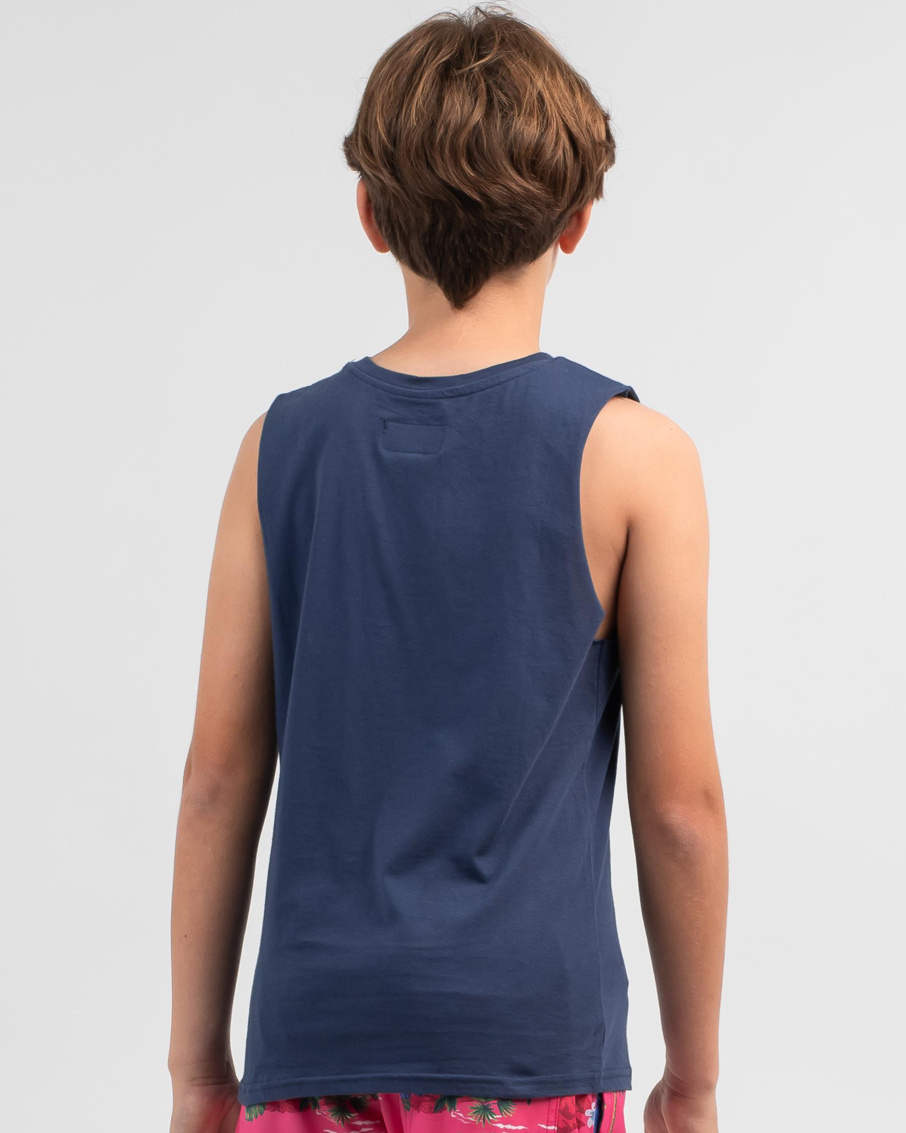 Shop Lucid Boys' United Muscle Tank In Slate Blue - Fast Shipping ...