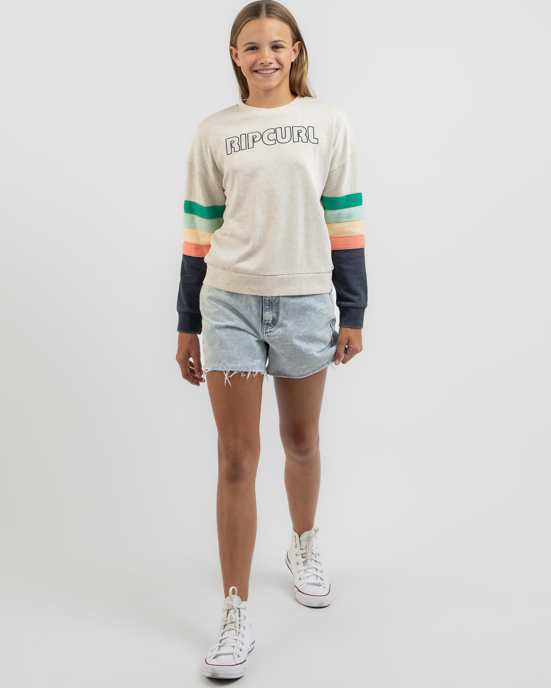 Shop Rip Curl Girls' Surf Break Sweatshirt In Oatmeal Marle - Fast ...