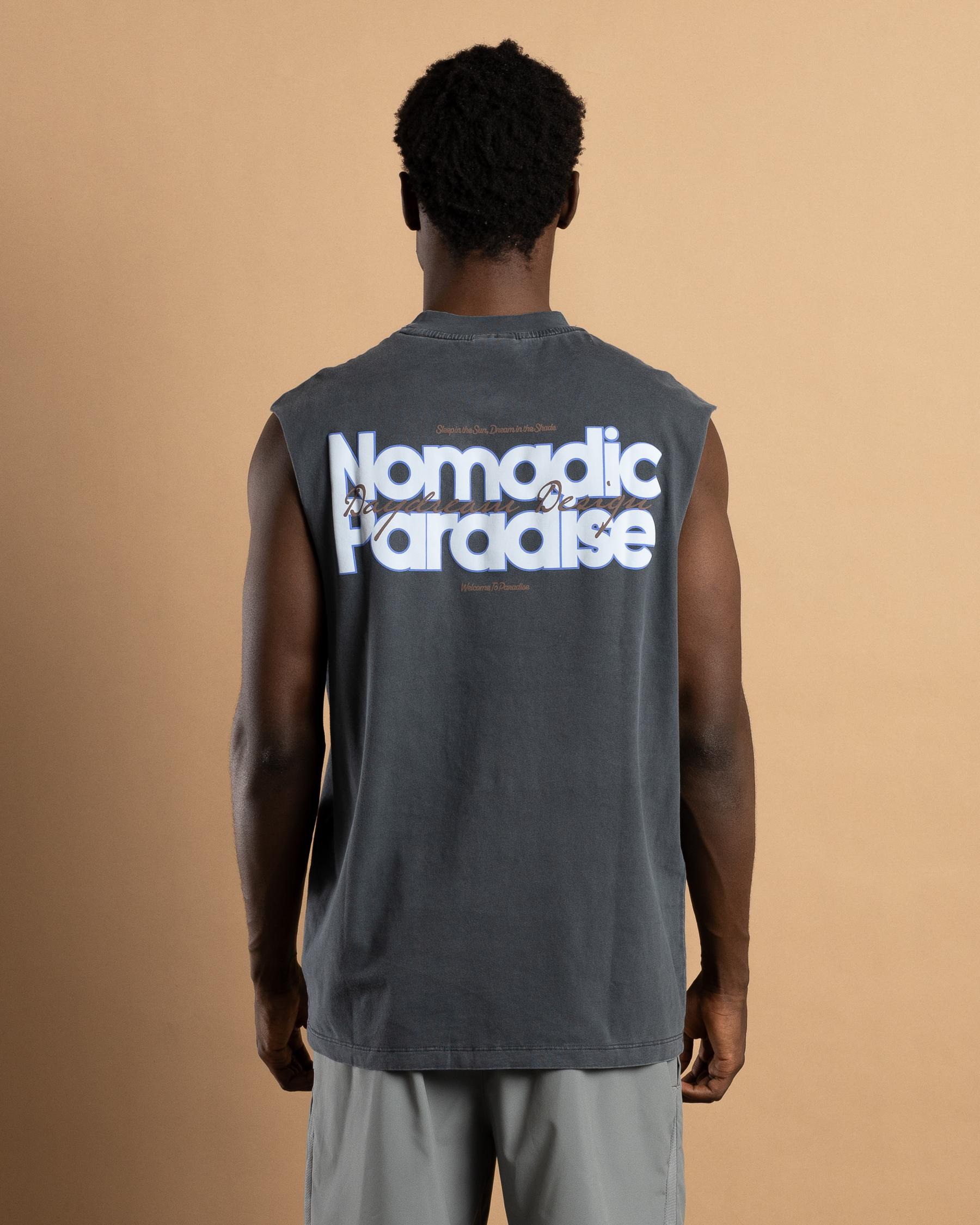 Shop Nomadic Paradise Daydream Street Muscle Tank In Pigment Anthracite Black - Fast Shipping ...