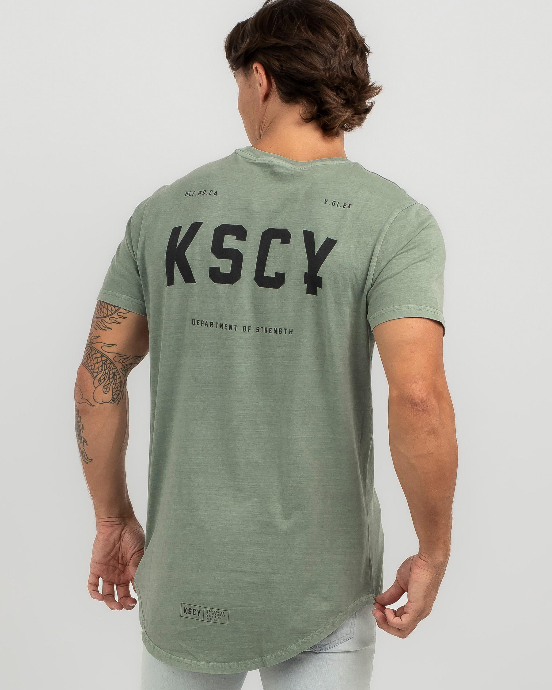 Shop Kiss Chacey Empire Dual Curved T-Shirt In Pigment Slate Grey ...