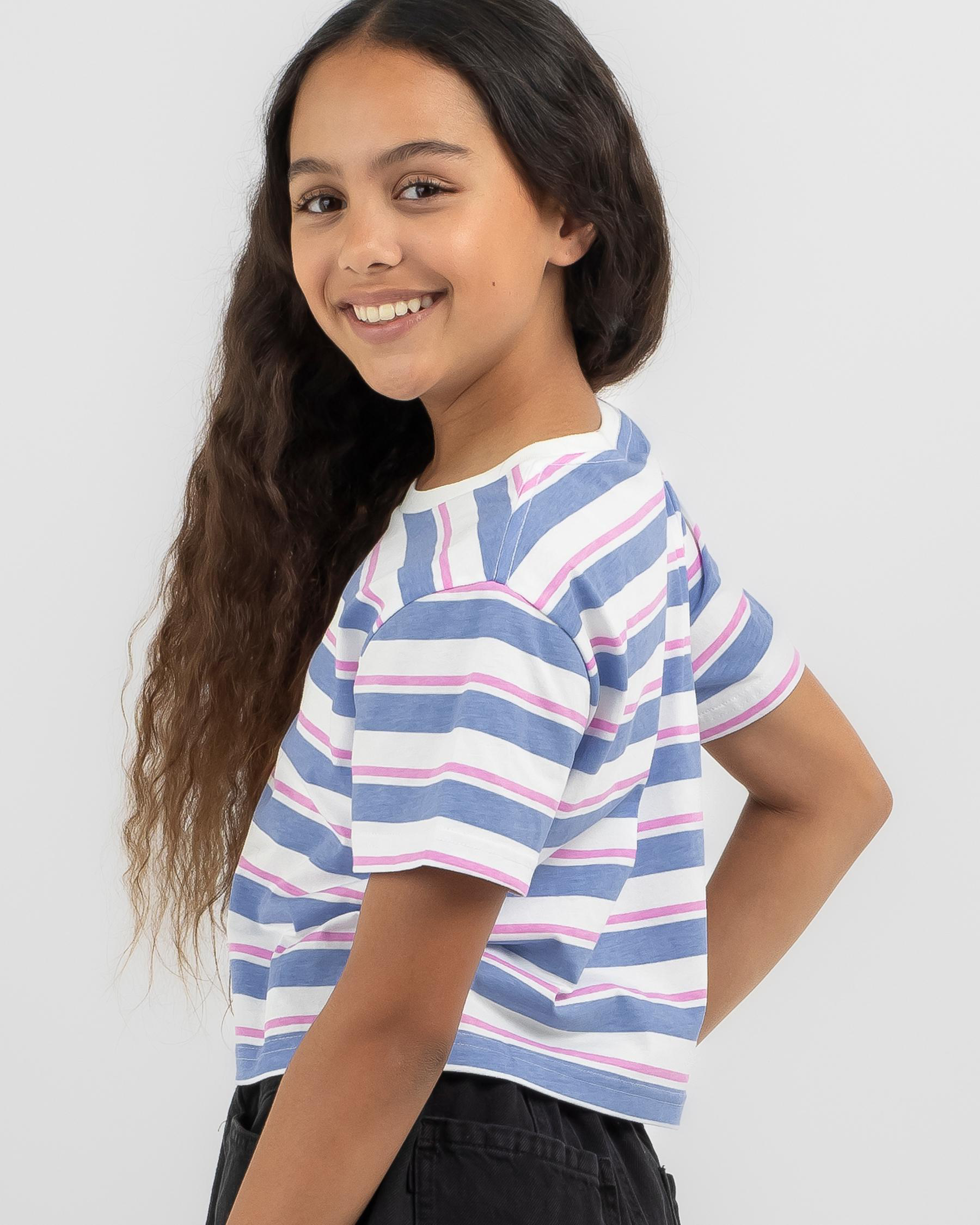 Rusty Girls' Camila Stripe T-Shirt In Periwinkle Blue - FREE* Shipping ...