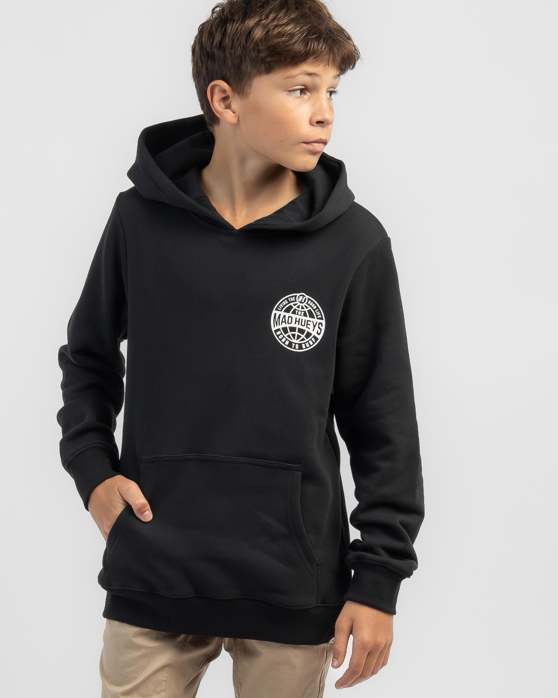 Shop The Mad Hueys Boys' Hueys Global Hoodie In Black - Fast Shipping ...