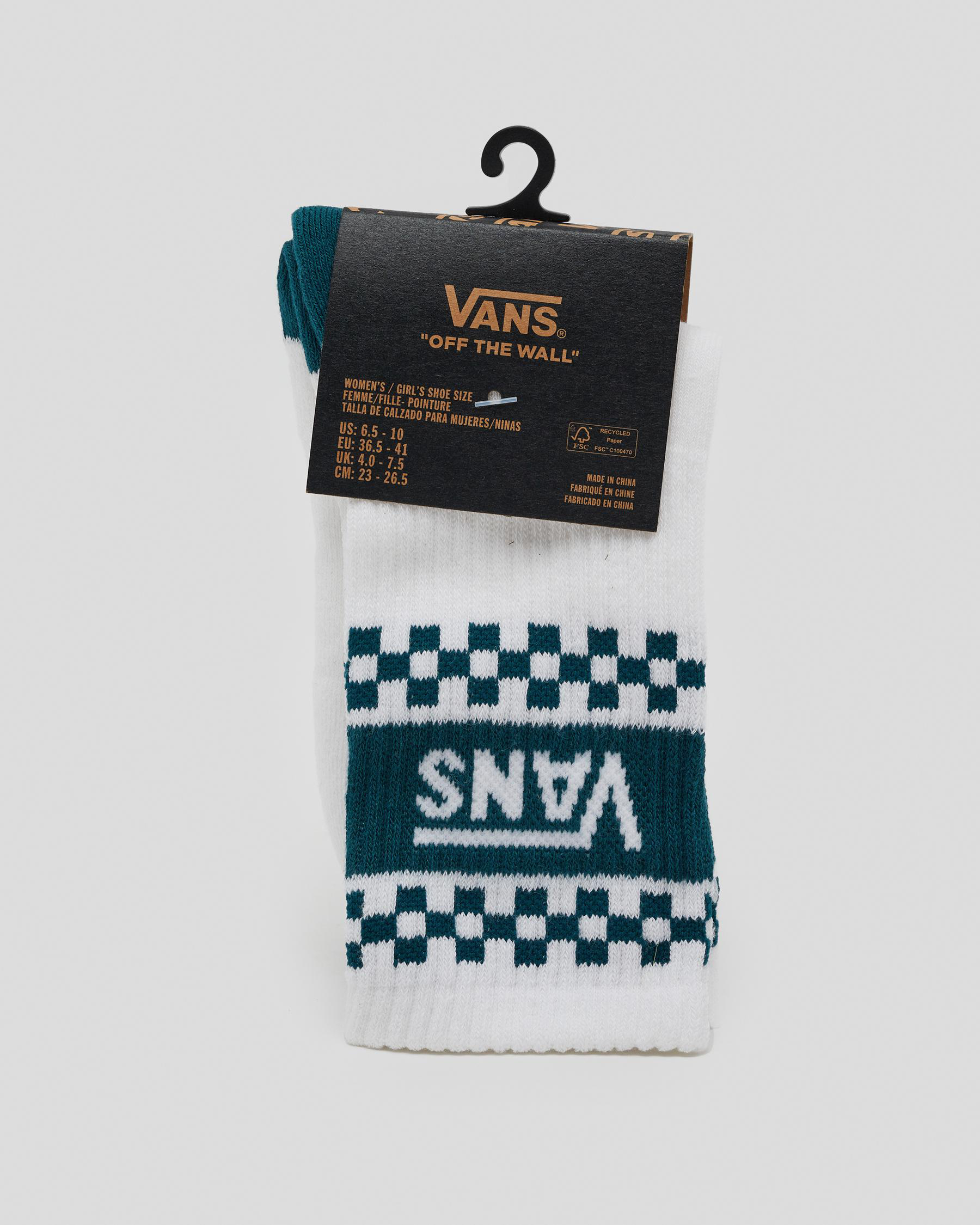 Shop Vans Girl Gang Socks In White/deep Teal - Fast Shipping & Easy ...