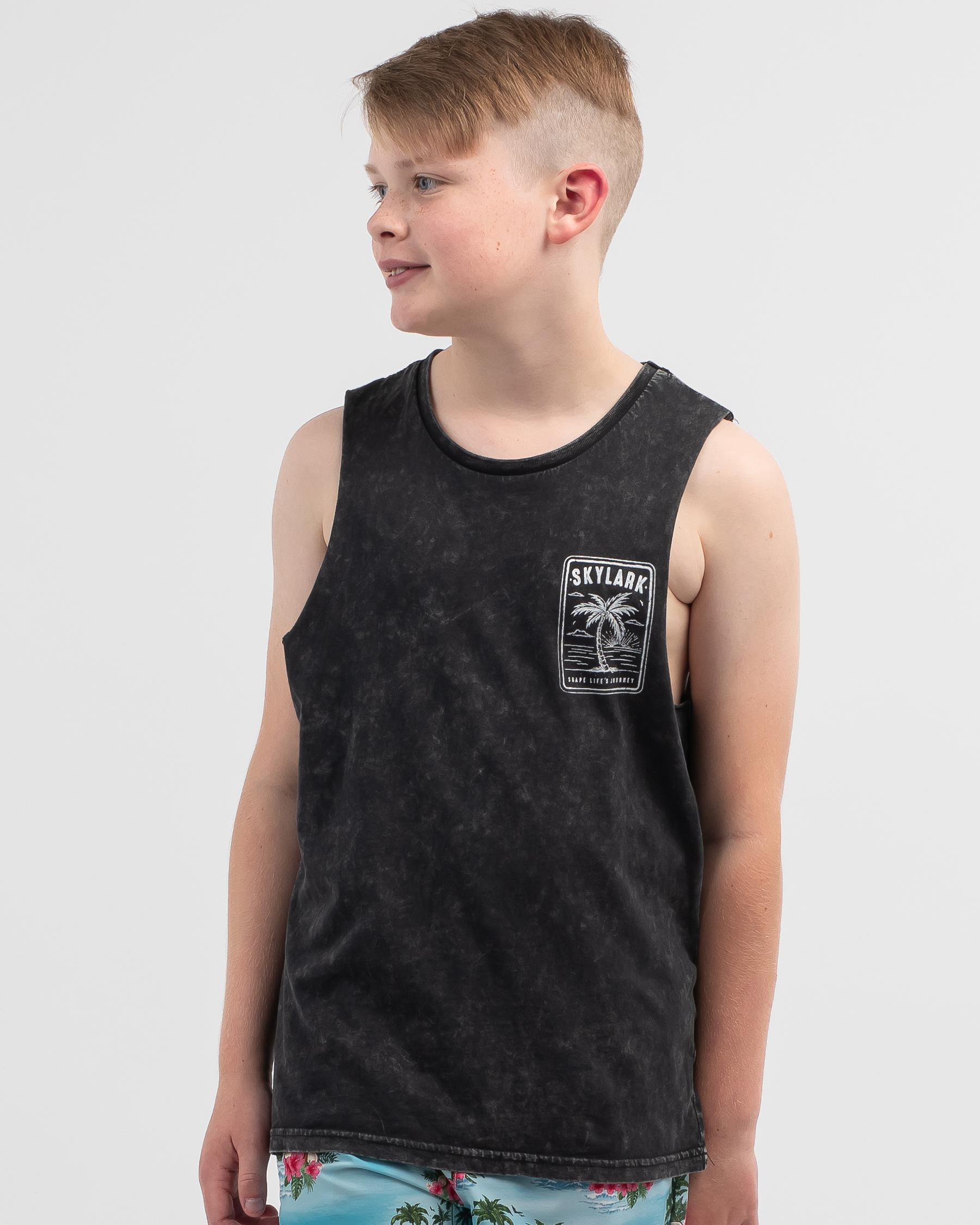 Shop Skylark Boys' Obscure Muscle Tank In Black Acid - Fast Shipping ...