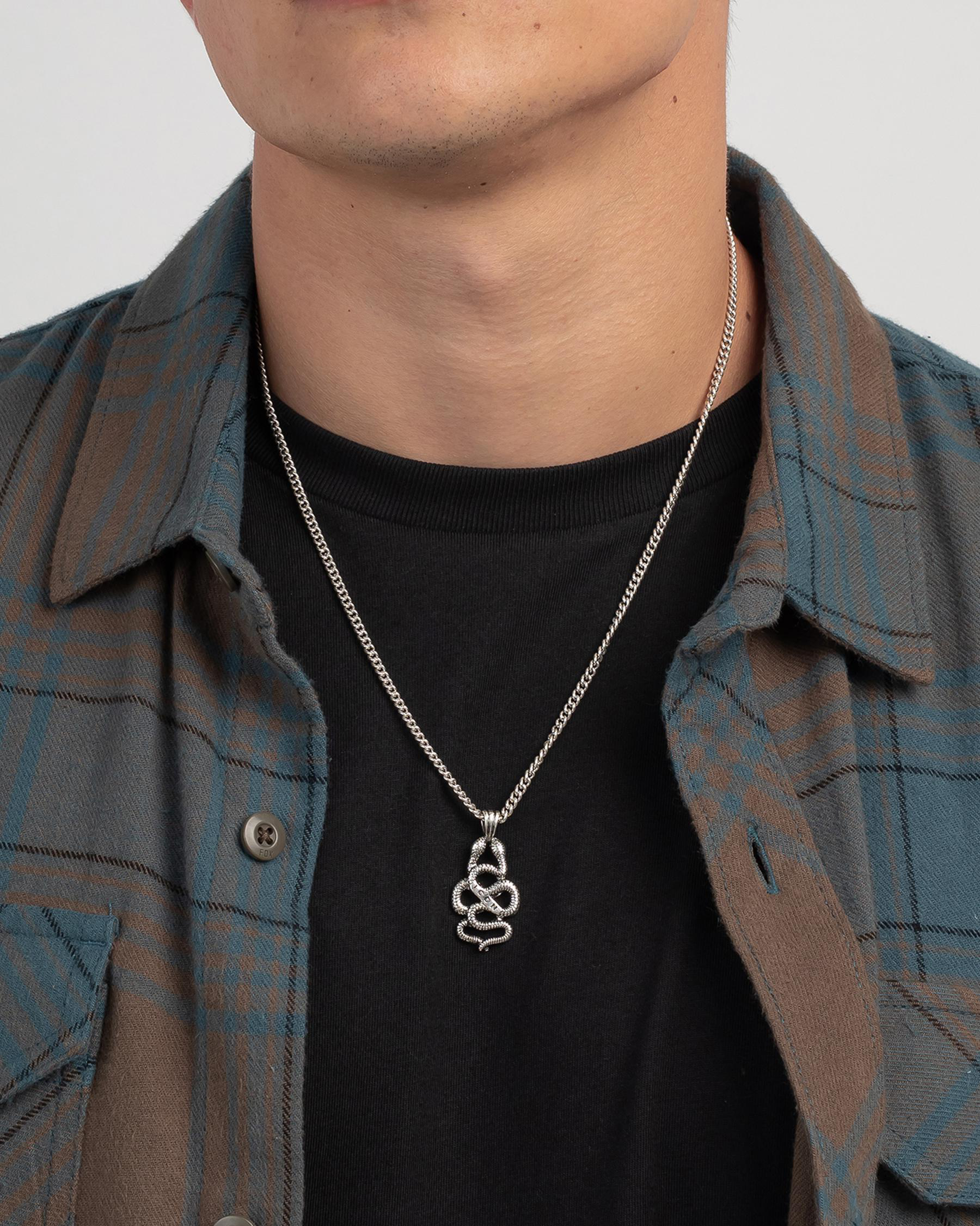 Shop Icon Brand Double Snake Pendant Necklace In Silver - Fast Shipping ...