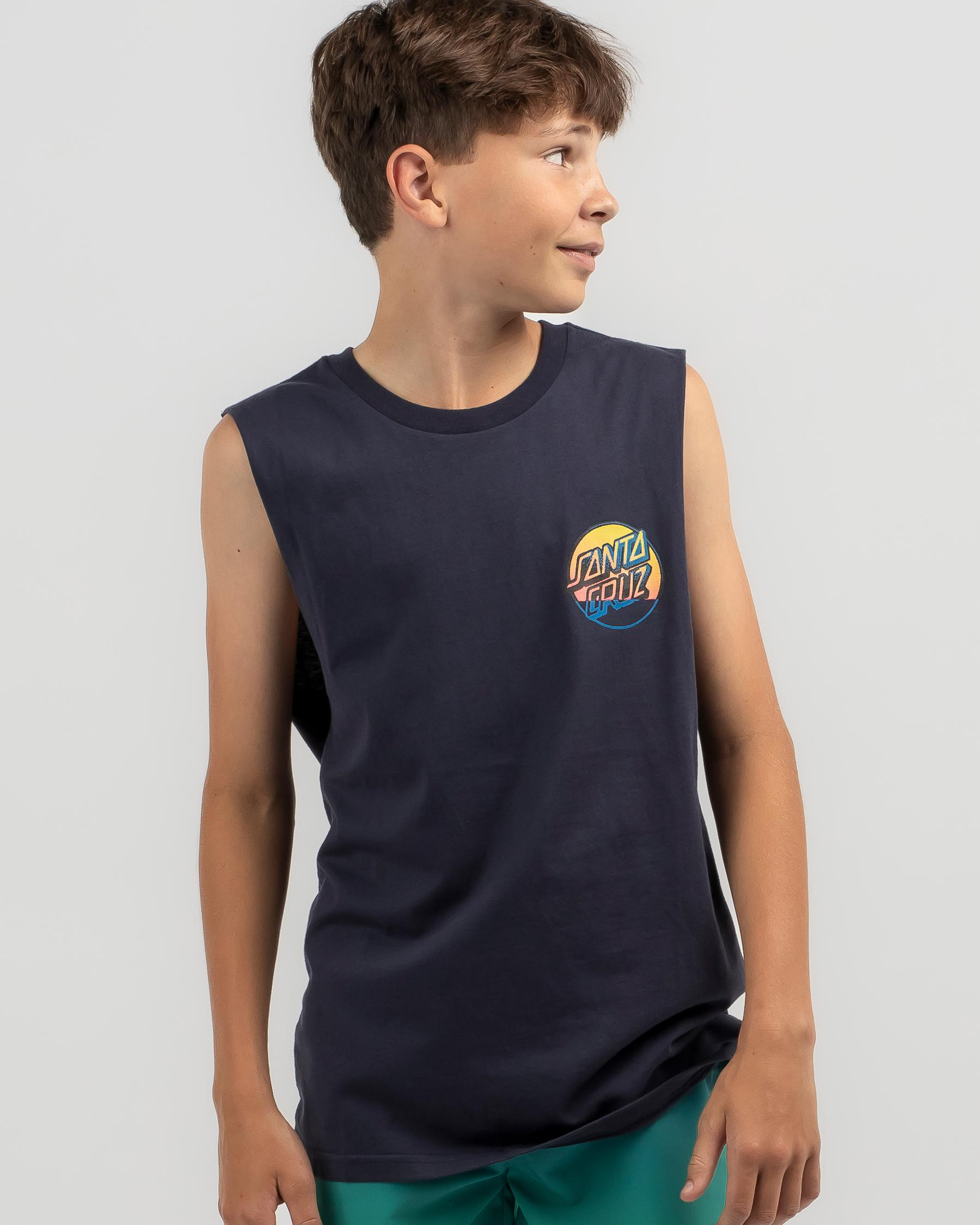 Shop Santa Cruz Boys' Screaming Hand Divide Muscle Tank In Navy - Fast ...