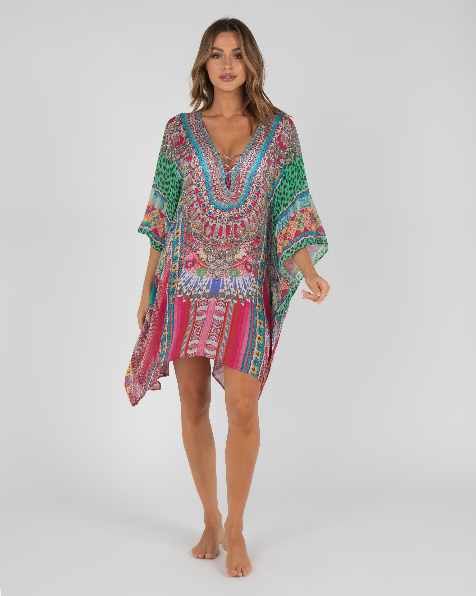 Shop Kaiami Calida Beach Cover In Pink/green - Fast Shipping & Easy ...