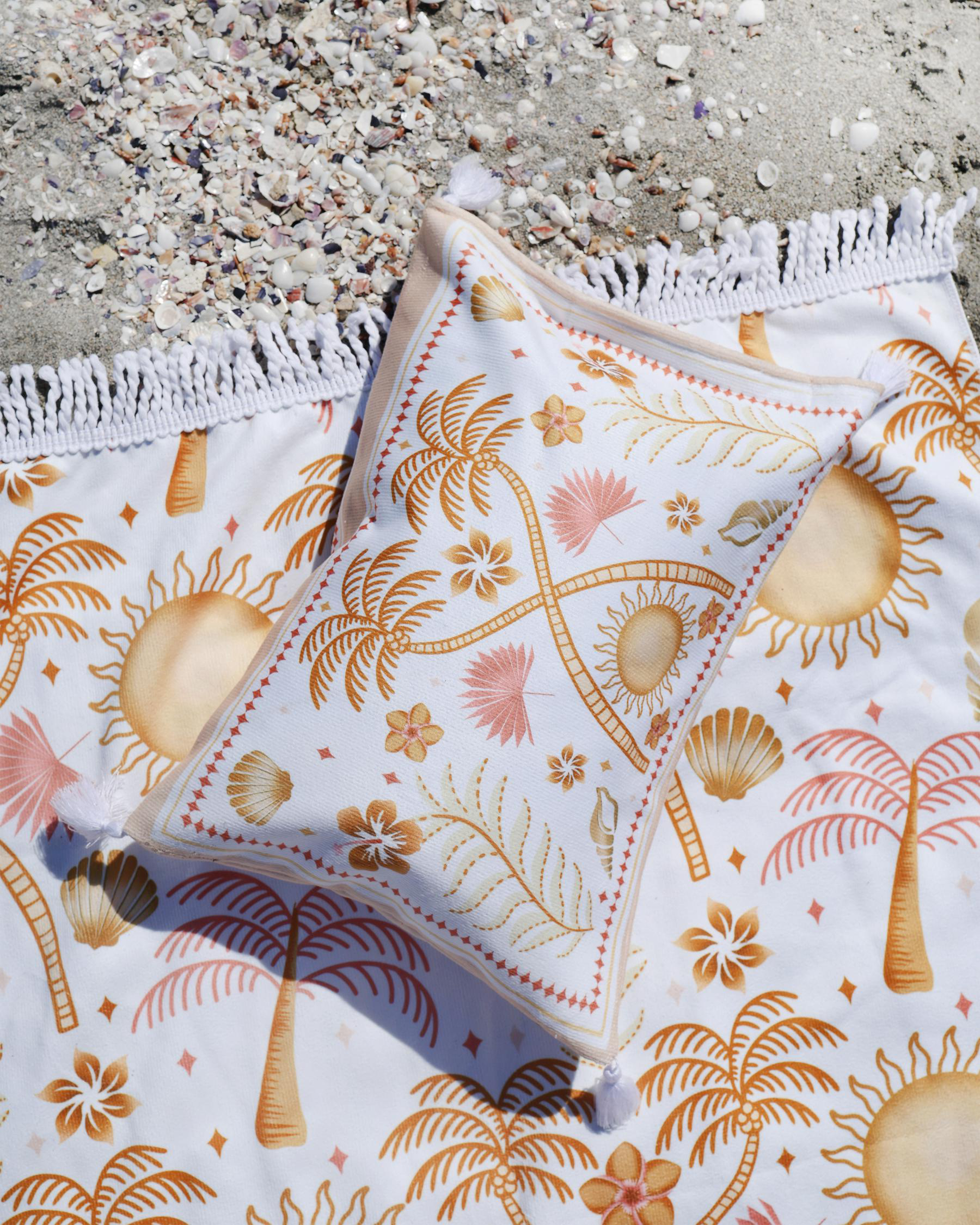 Shop Mooloola Moroccan Palm Inflatable Beach Pillow In Sand - Fast ...