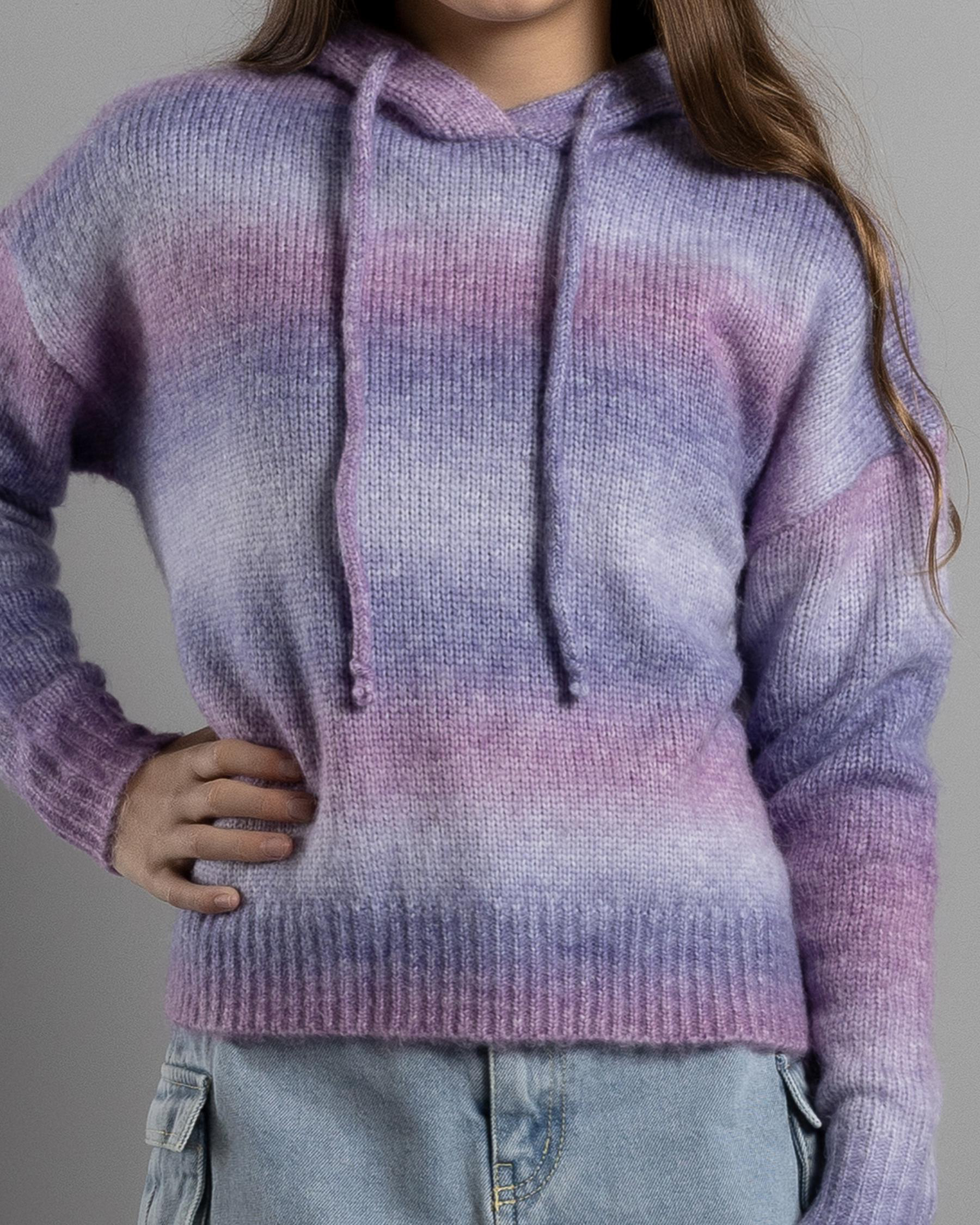 Shop Mooloola Girls' Miami Hooded Knit Jumper In Purple Ombre - Fast ...