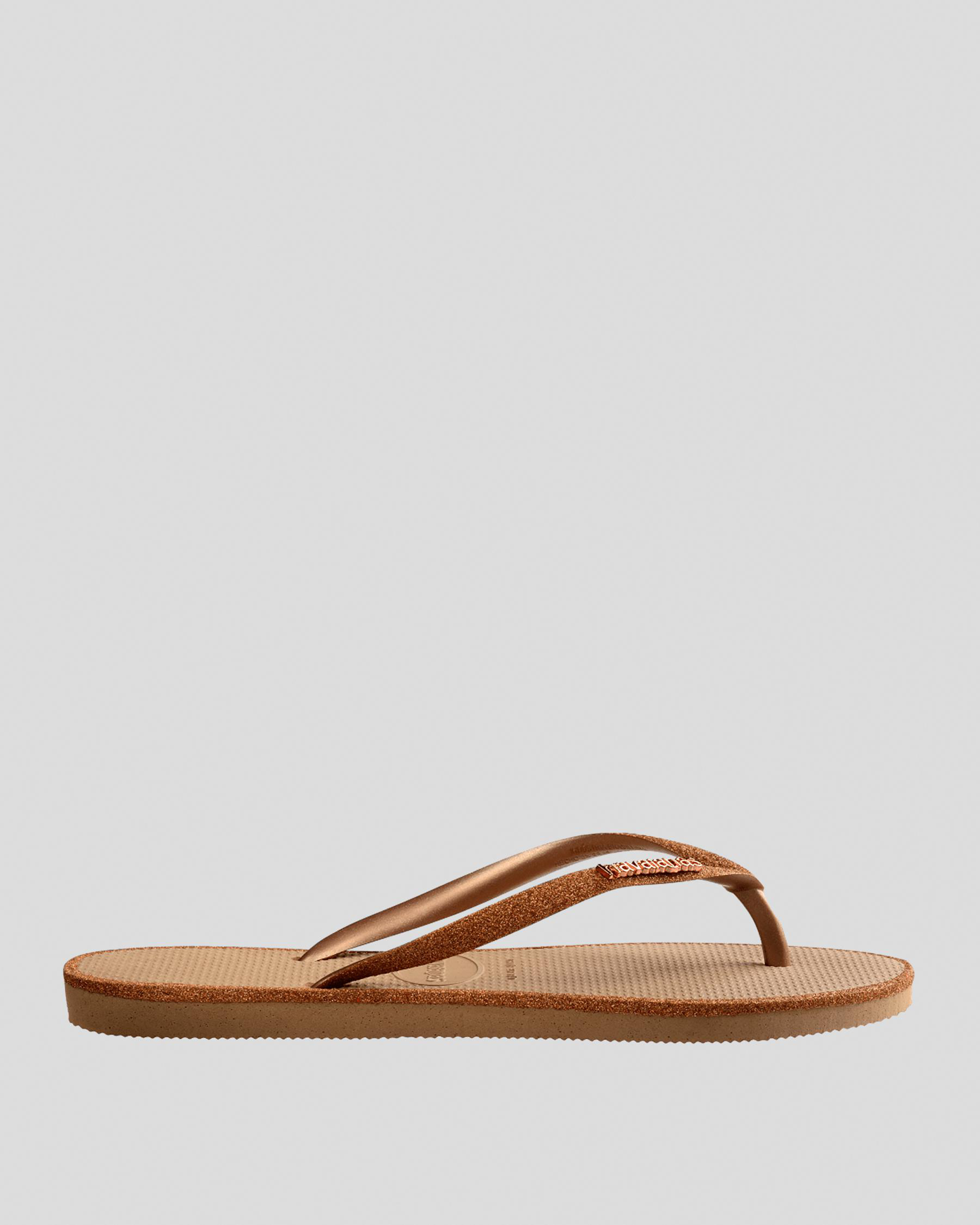 Shop Havaianas Slim Glitter Contour Thongs In Rose Gold - Fast Shipping ...