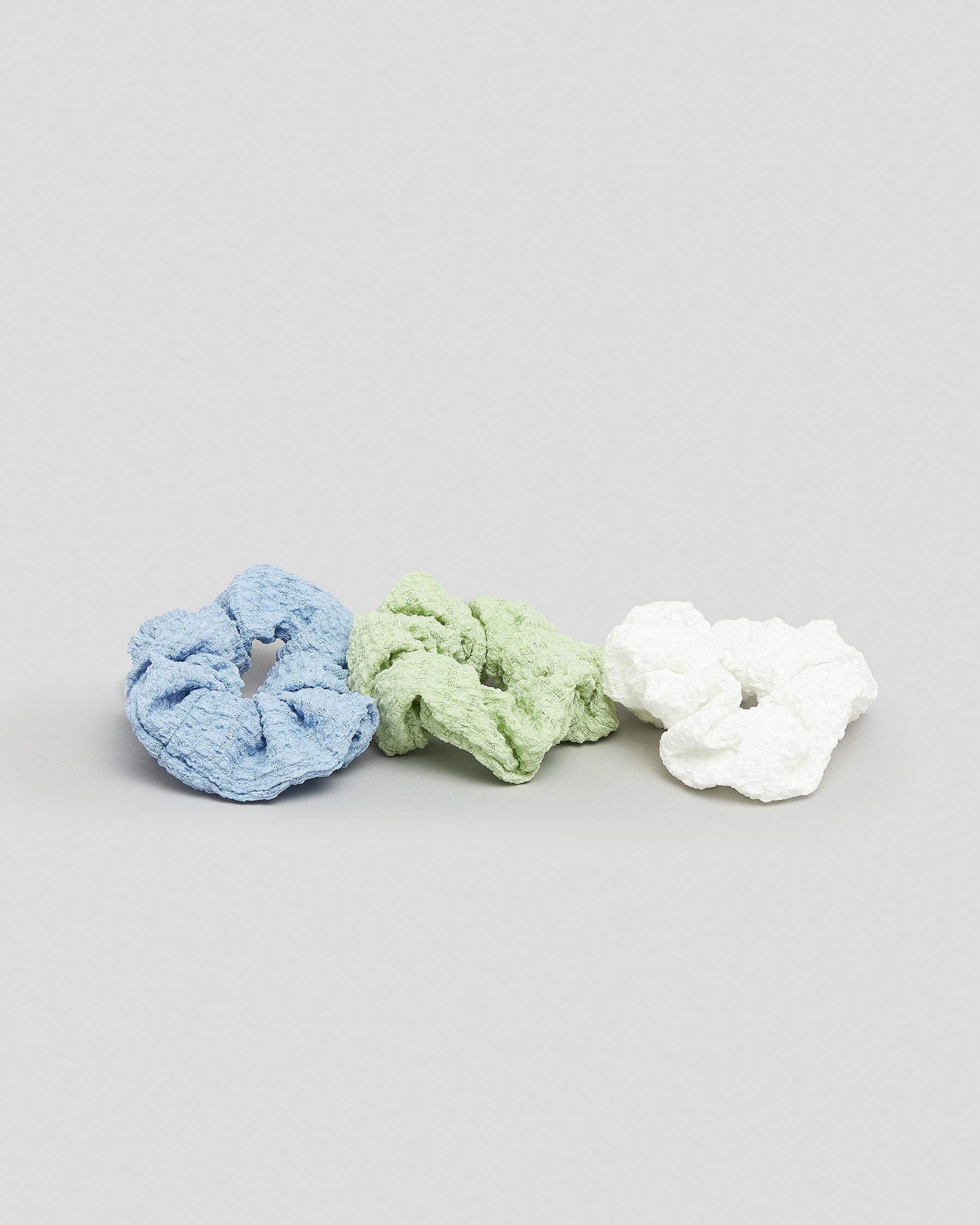 Shop Karyn In LA Heather Scrunchie Pack In Pistachio/white/blue - Fast ...