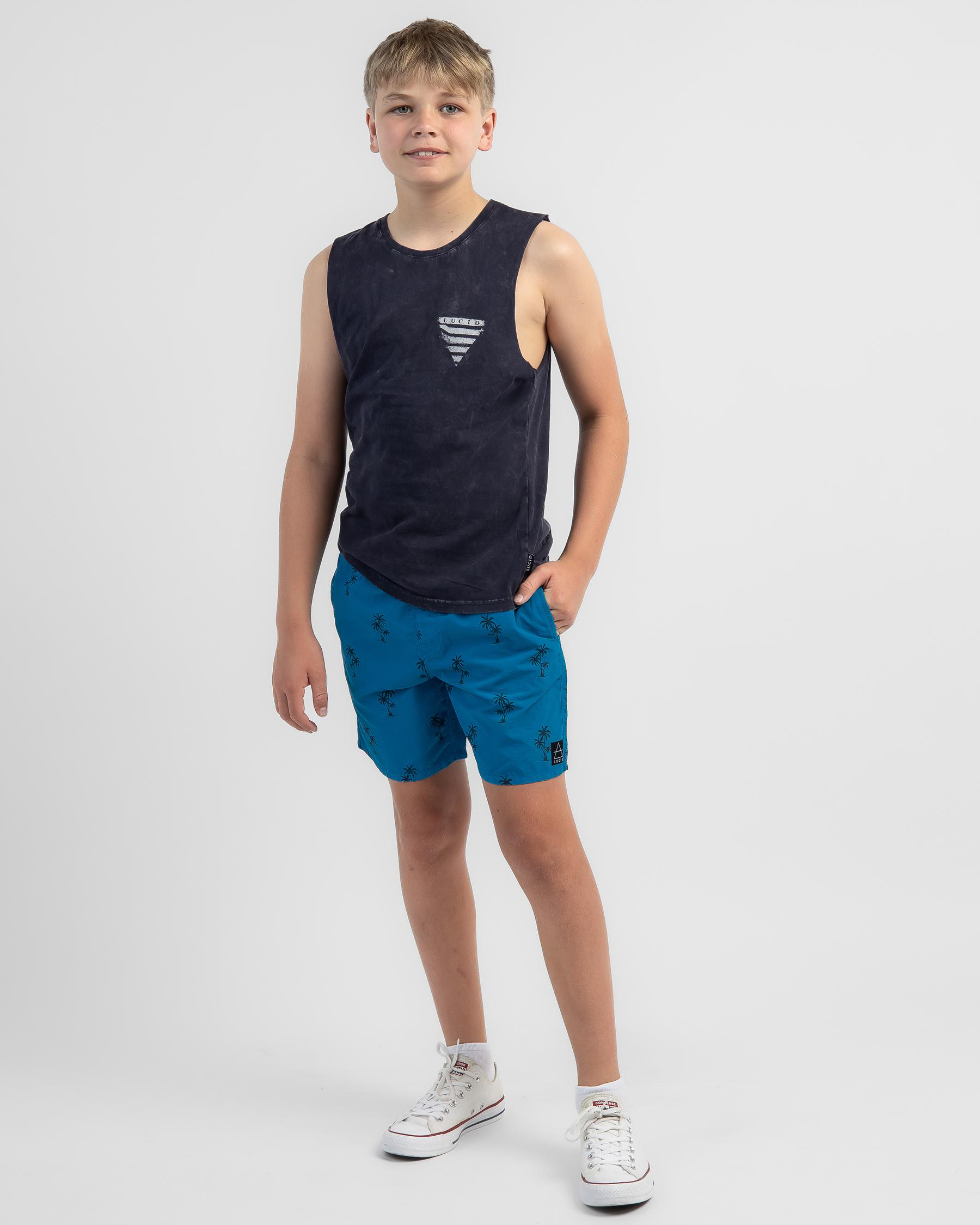 Shop Lucid Boys' Kuta Mully Shorts In Teal - Fast Shipping & Easy ...
