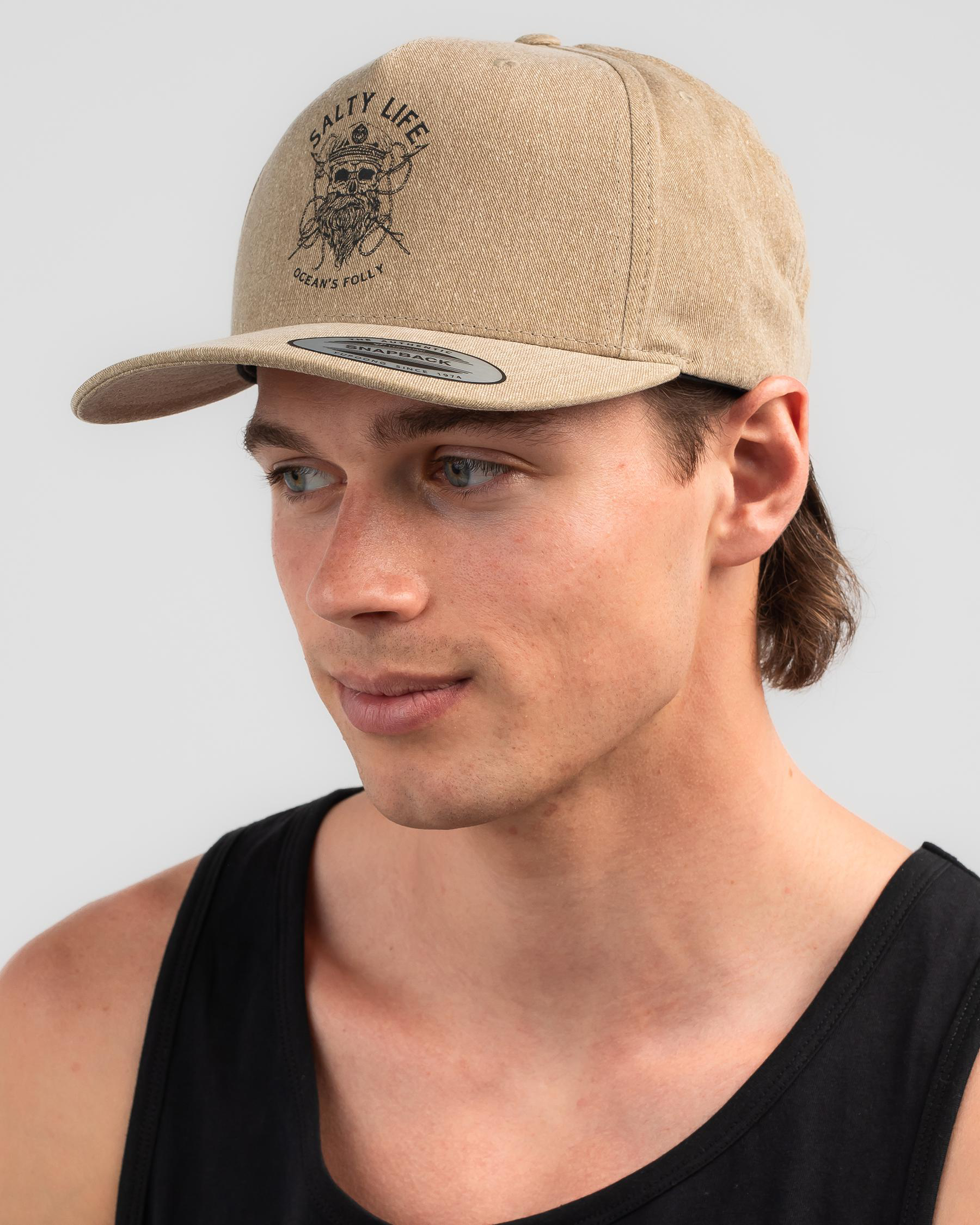 Shop Salty Life Black Beard 3.0 Snapback Cap In Taupe - Fast Shipping ...