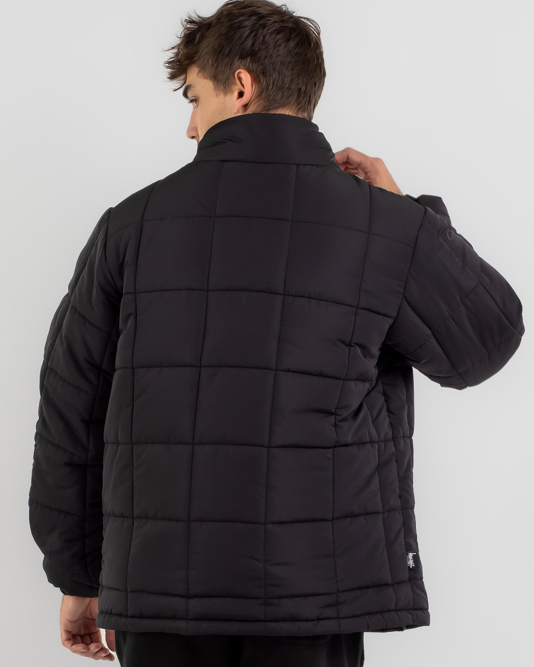 Shop Stussy Square Puffa Jacket In Black - Fast Shipping & Easy Returns ...