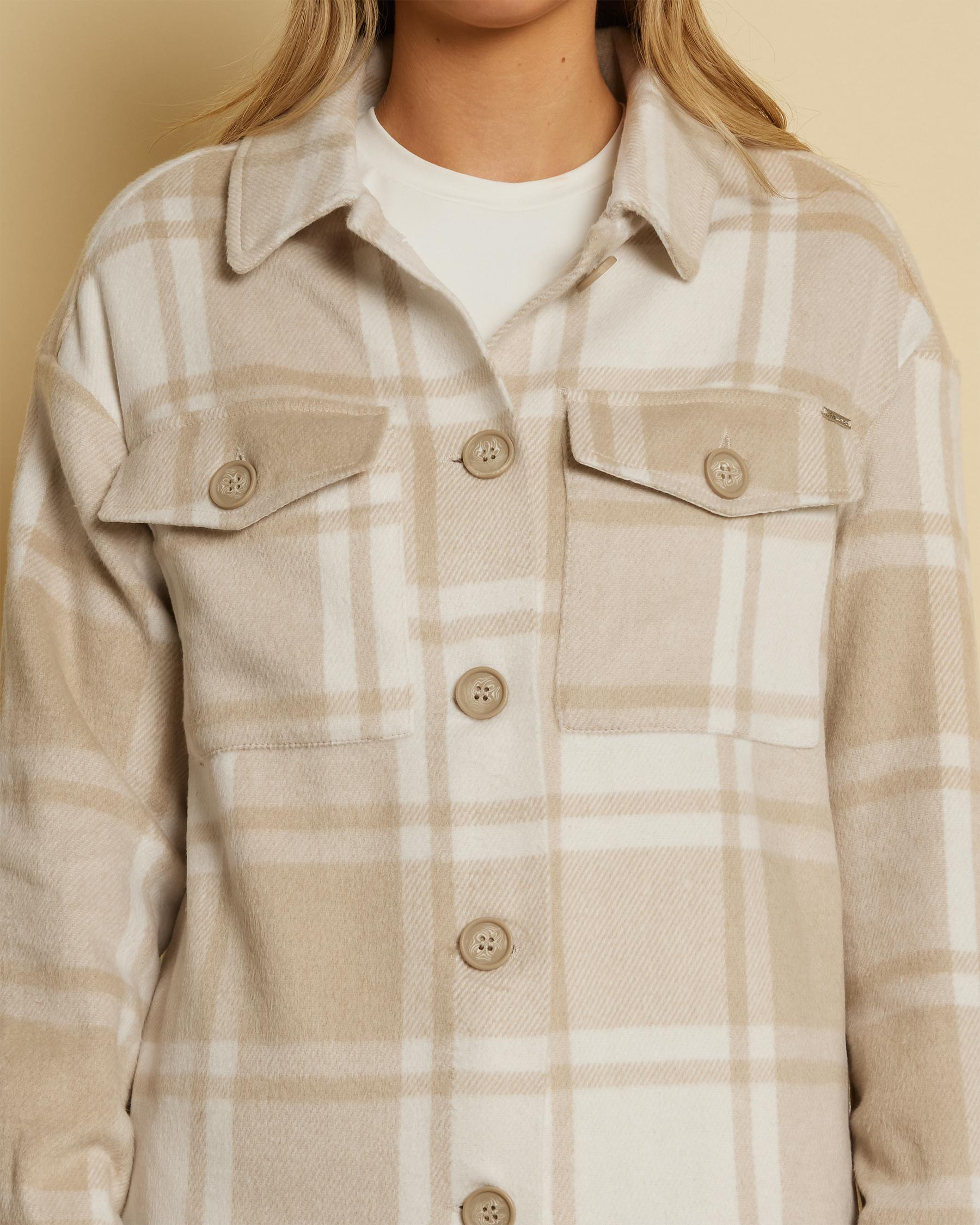 Shop Ava And Ever Roxie Long Shacket In Cream/beige - Fast Shipping ...