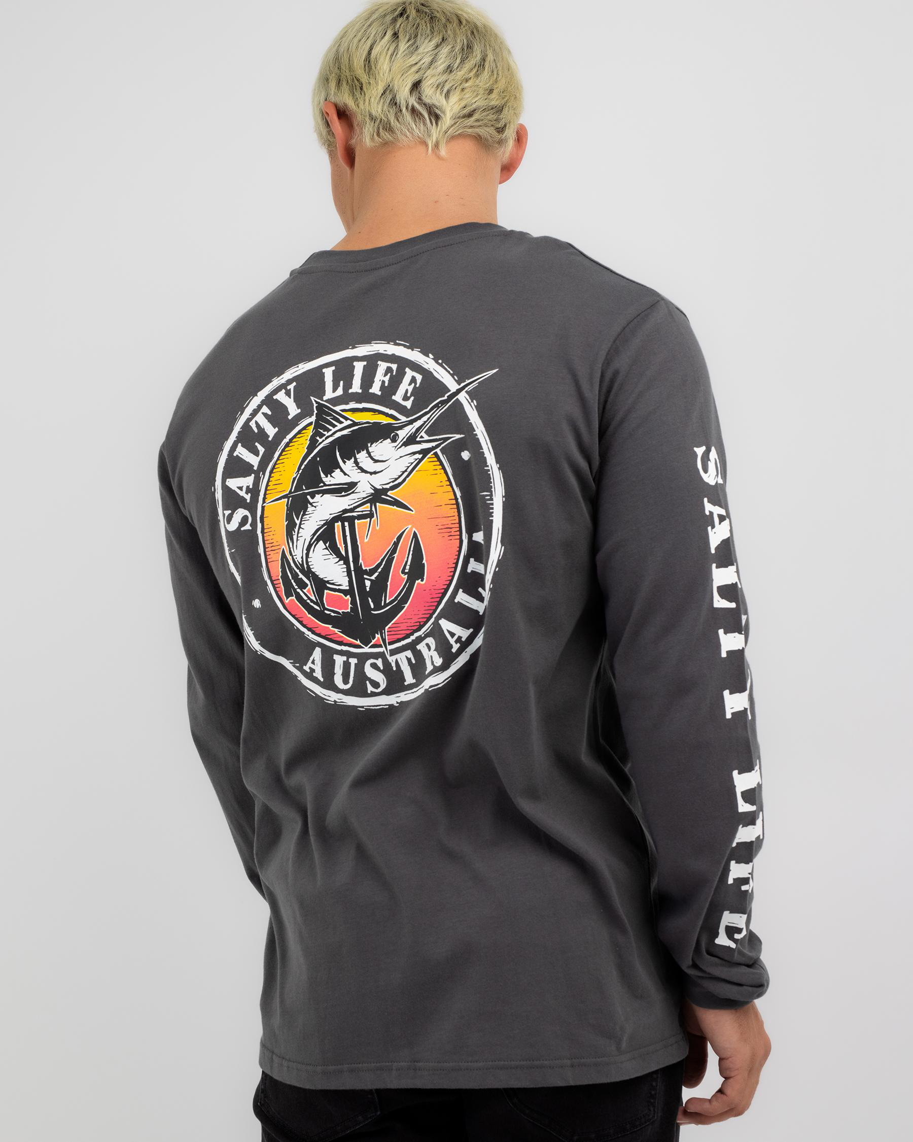 Shop Salty Life Reflection Long Sleeve T-Shirt In Charcoal - Fast ...