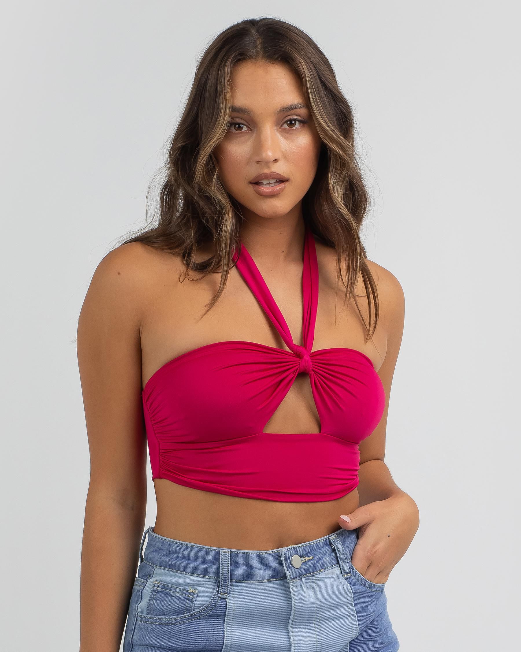 Shop Mooloola Date Night Halter Top In Raspberry Pink - Fast Shipping & Easy Returns - City ...