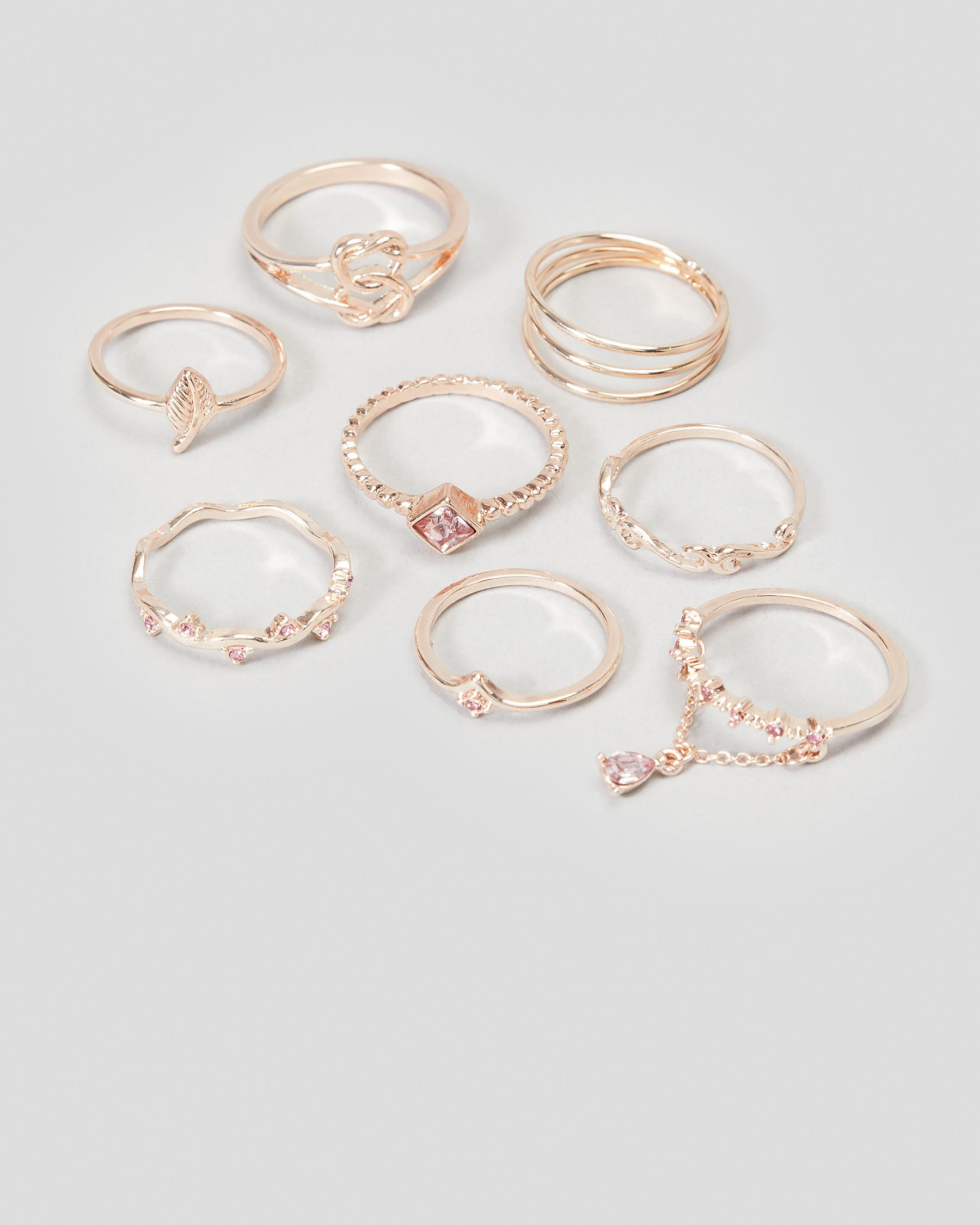 Shop Karyn In LA Vaeda Ring Pack In Light Rose Gold/pink - Fast ...