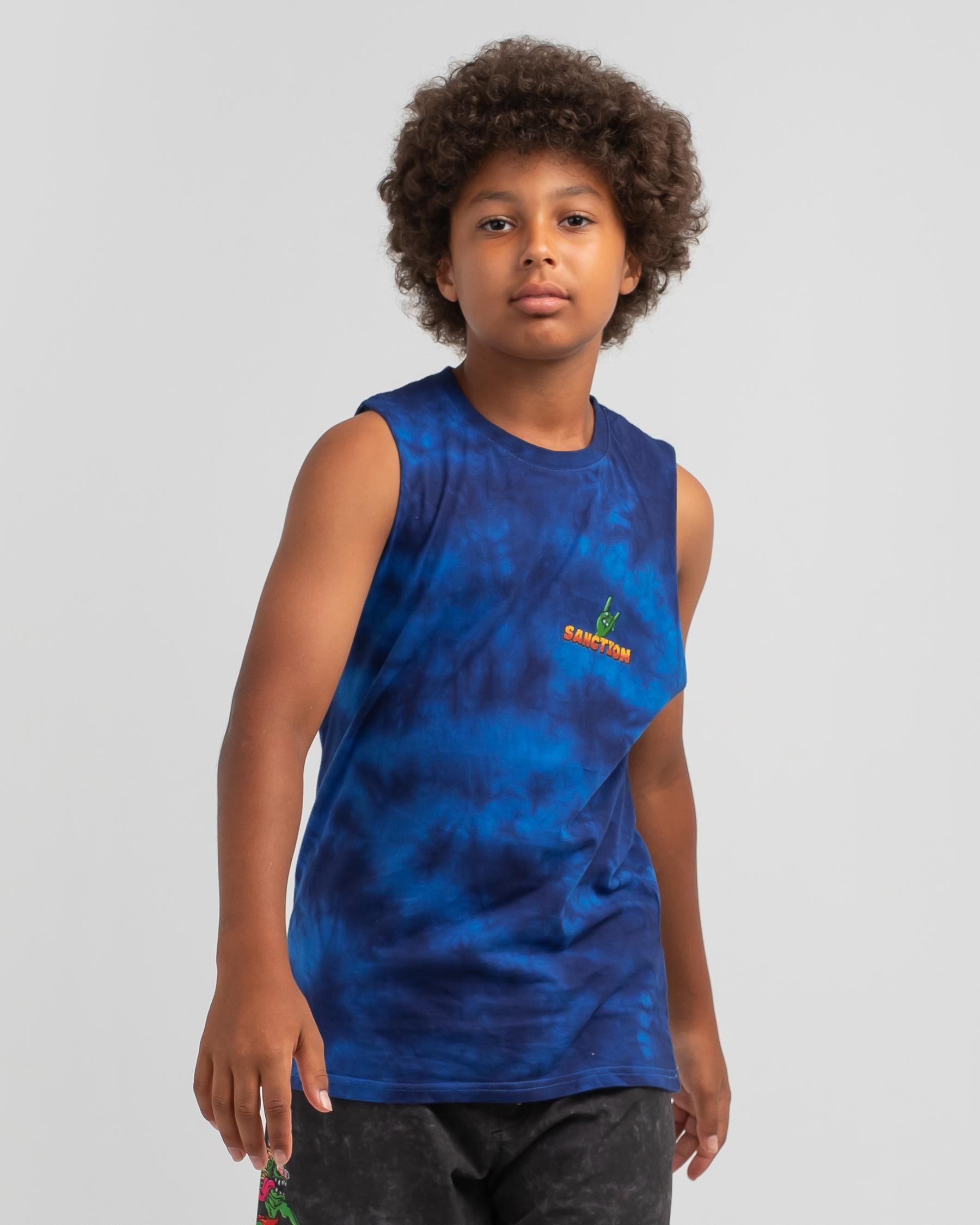 Shop Sanction Boys' Radical Muscle Tank In Bright Blue Mottle - Fast ...