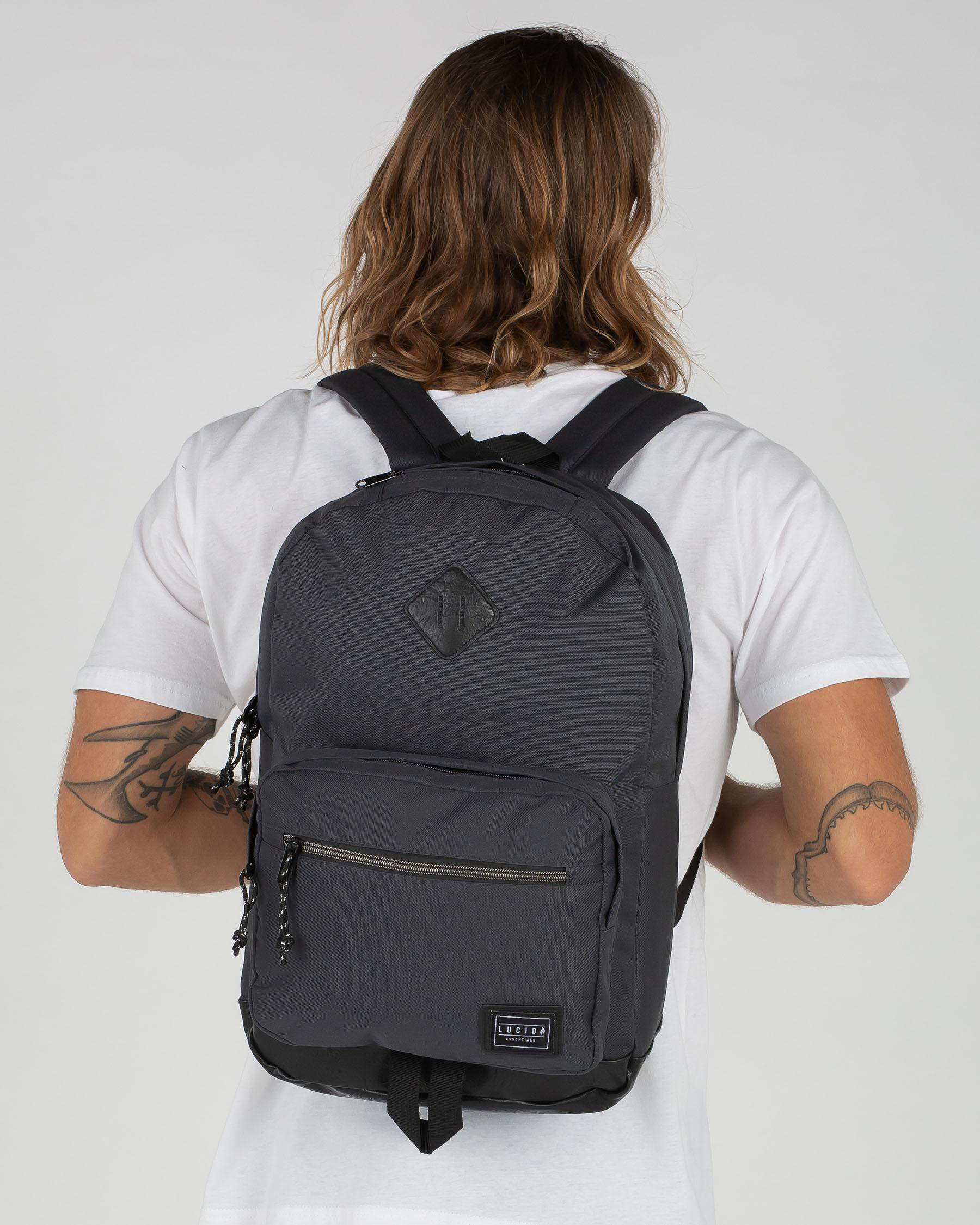 Shop Lucid Pinpoint Backpack In Charcoal/black Suede - Fast Shipping ...