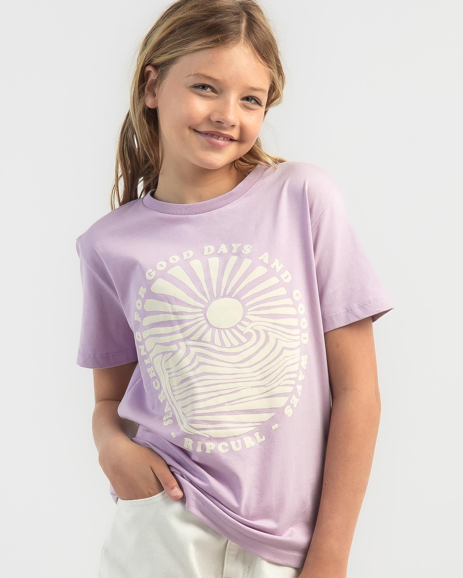 Rip Curl Girls' Good Waves Standard T-Shirt In Lilac - FREE* Shipping ...