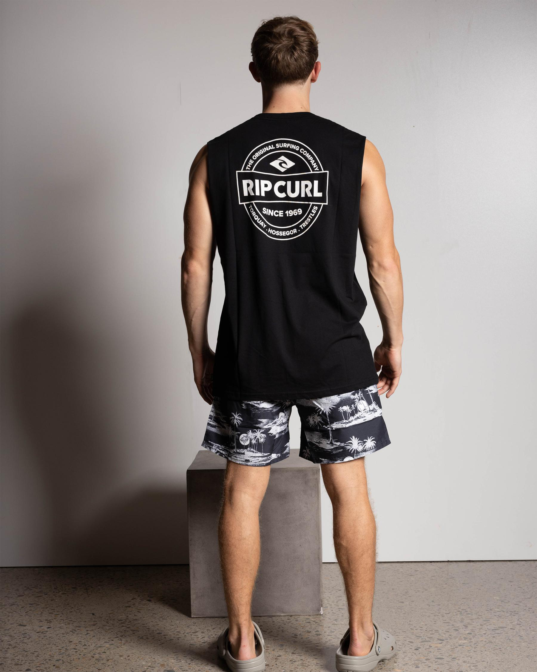 Shop Rip Curl Stapler Muscle Tank In Black - Fast Shipping & Easy ...