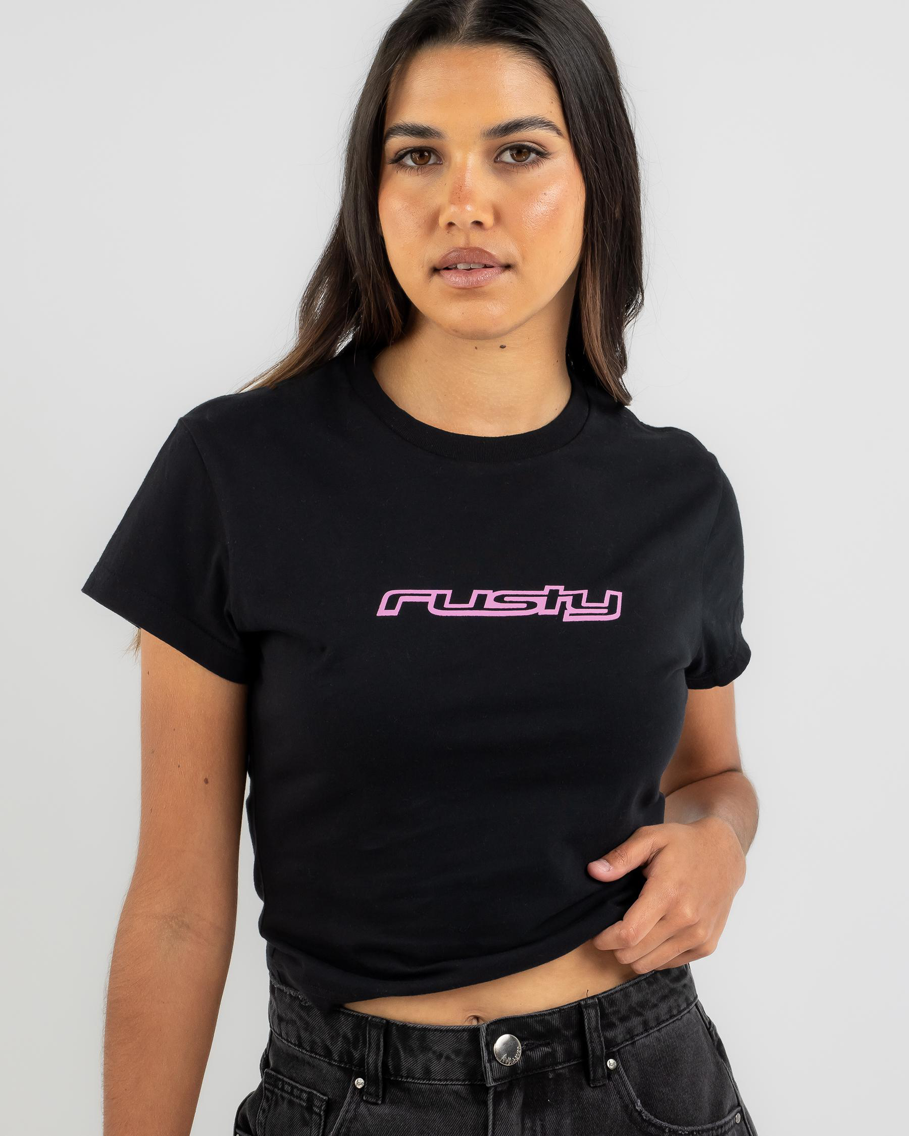 Shop Rusty Rider Baby Tee In Black - Fast Shipping & Easy Returns ...