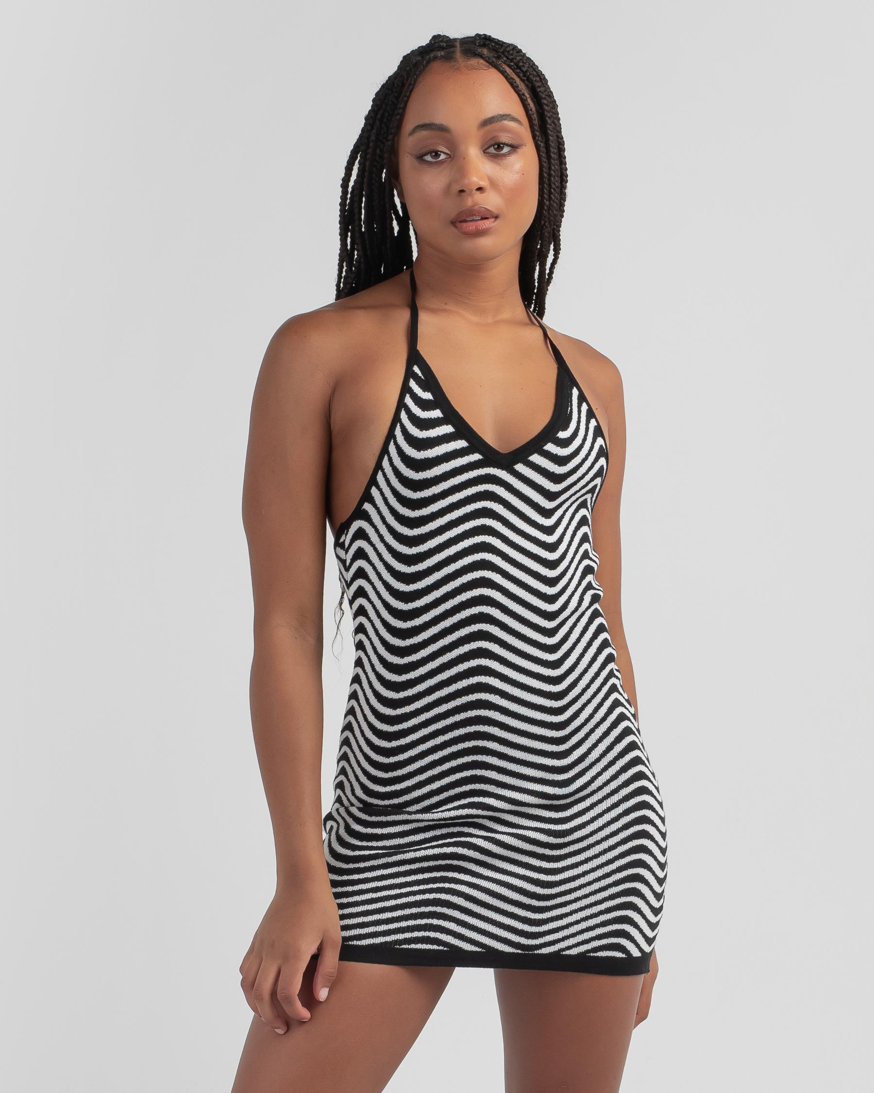 Ava And Ever Alinta Knit Dress In Black/white - Fast Shipping & Easy ...