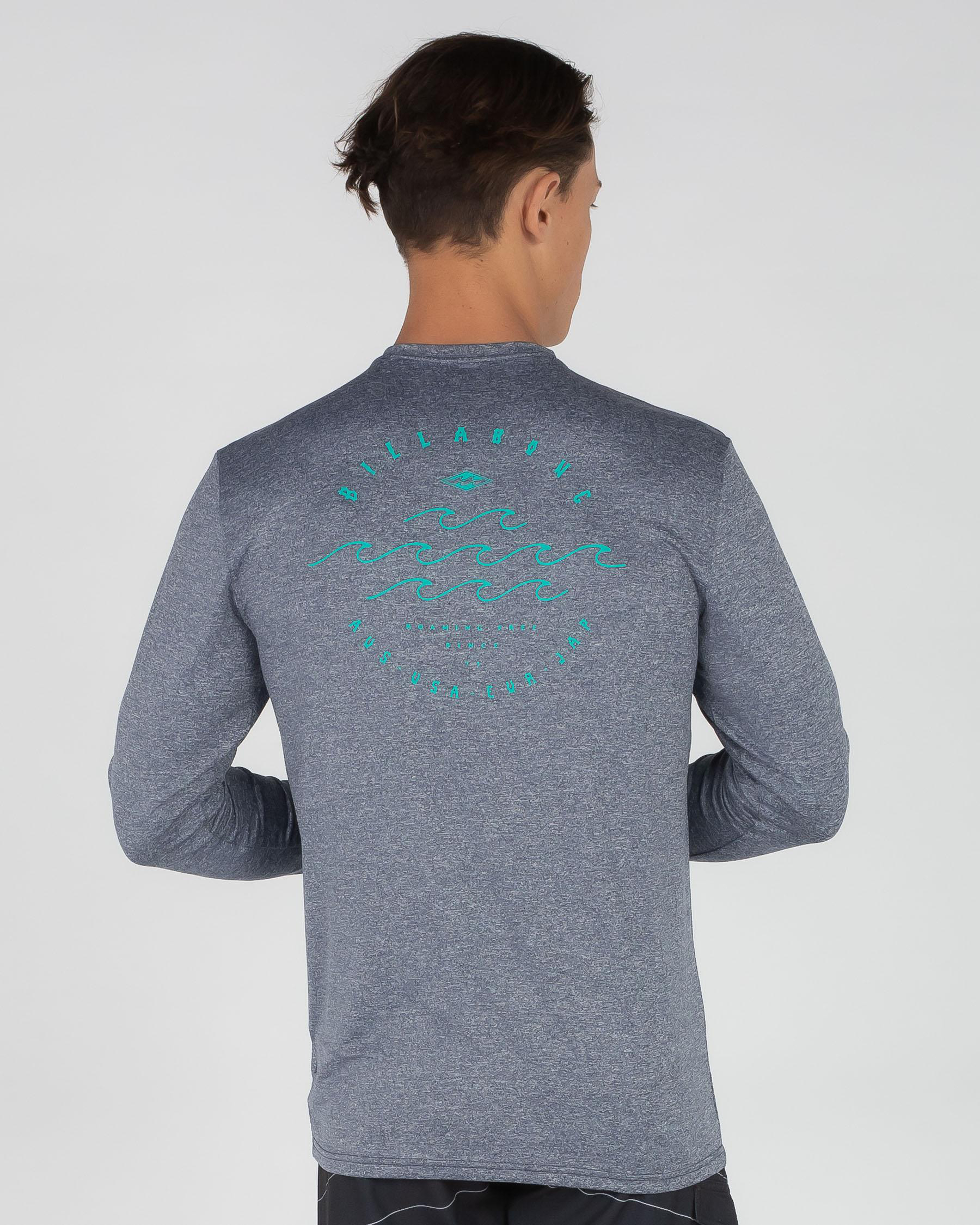 Shop Billabong Wavy Davy Long Sleeve Rash Vest In Navy Heather - Fast ...