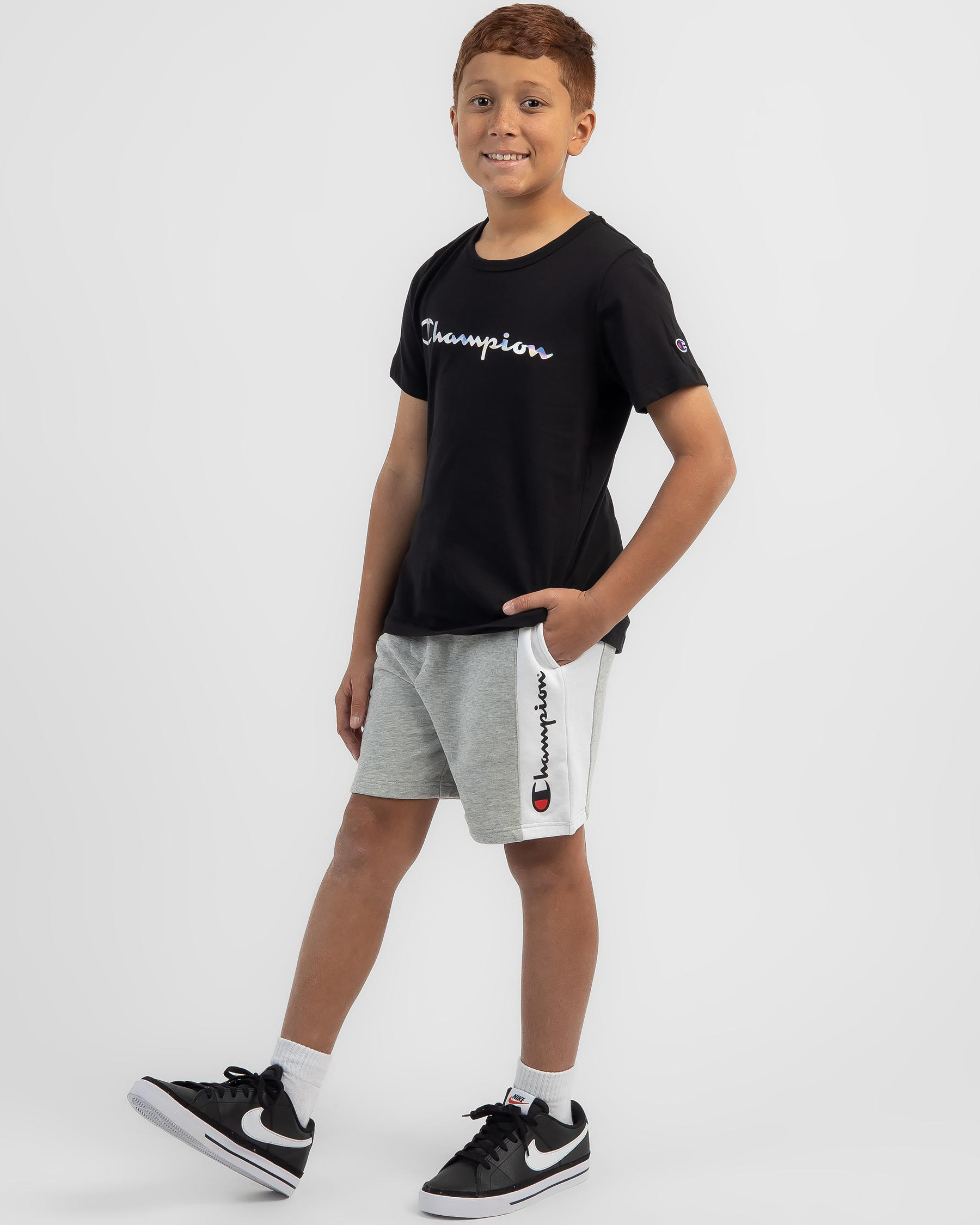 Shop Champion TERRY BOYS PANEL SHORT In Oxford Heather - Fast Shipping ...