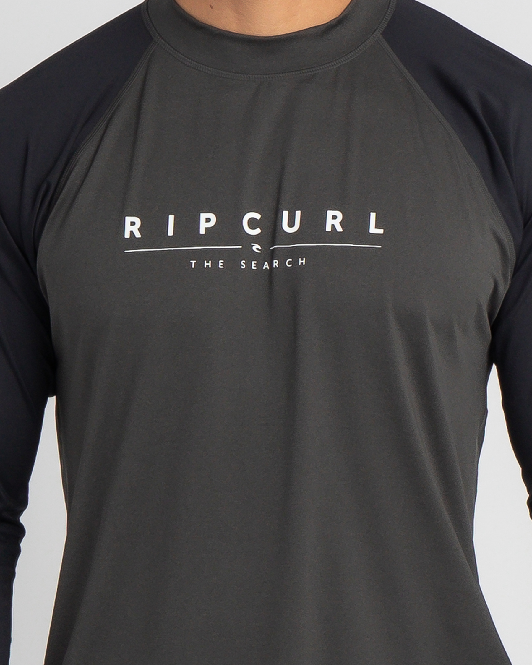 Shop Rip Curl Shockwave Relaxed Long Sleeve Rash Vest In Black Marle ...