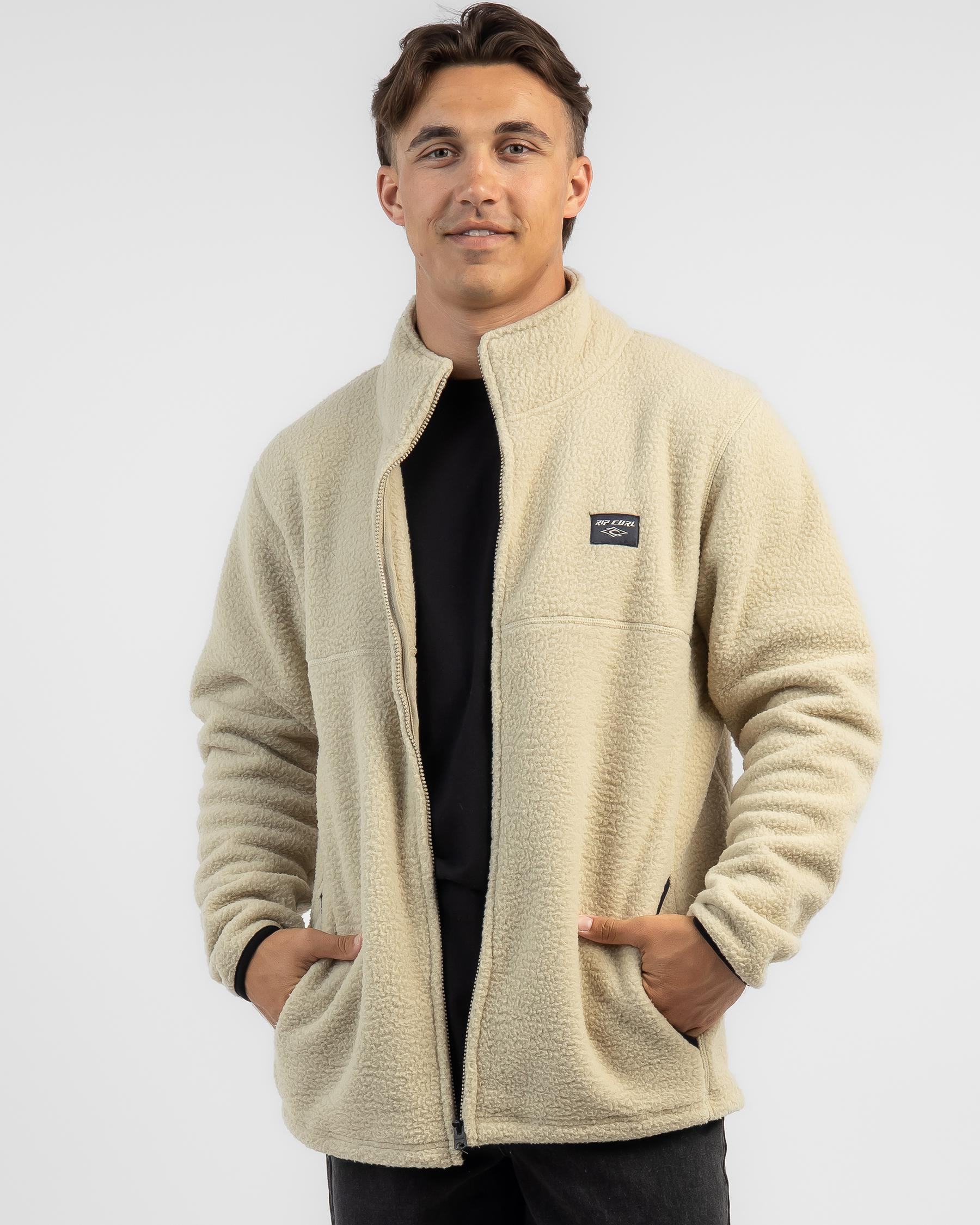 Shop Rip Curl Rincon Zip Crew Polar Fleece Jacket In Taupe - Fast ...