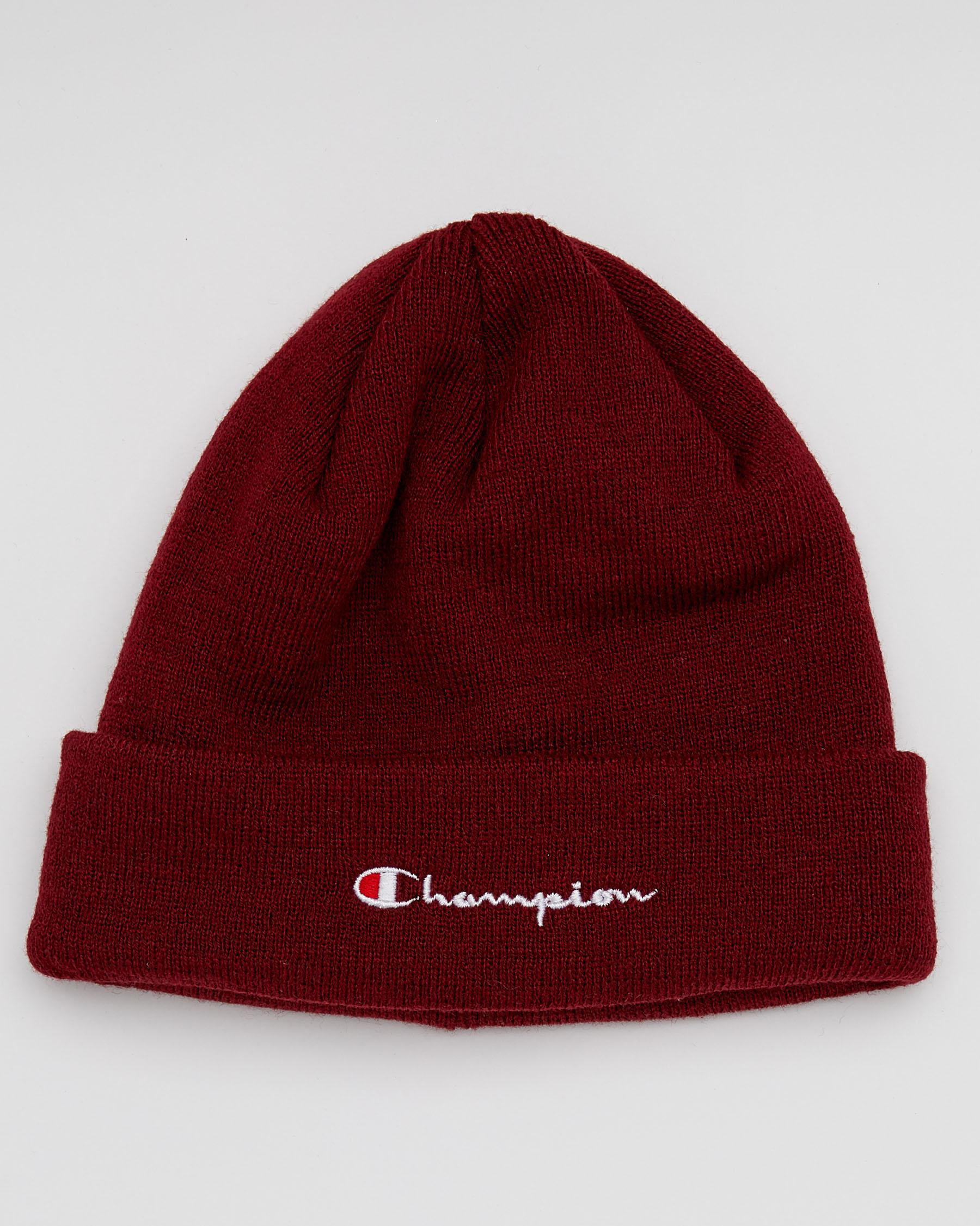 Shop Champion Champion Script Beanie In Dusty Clay - Fast Shipping ...