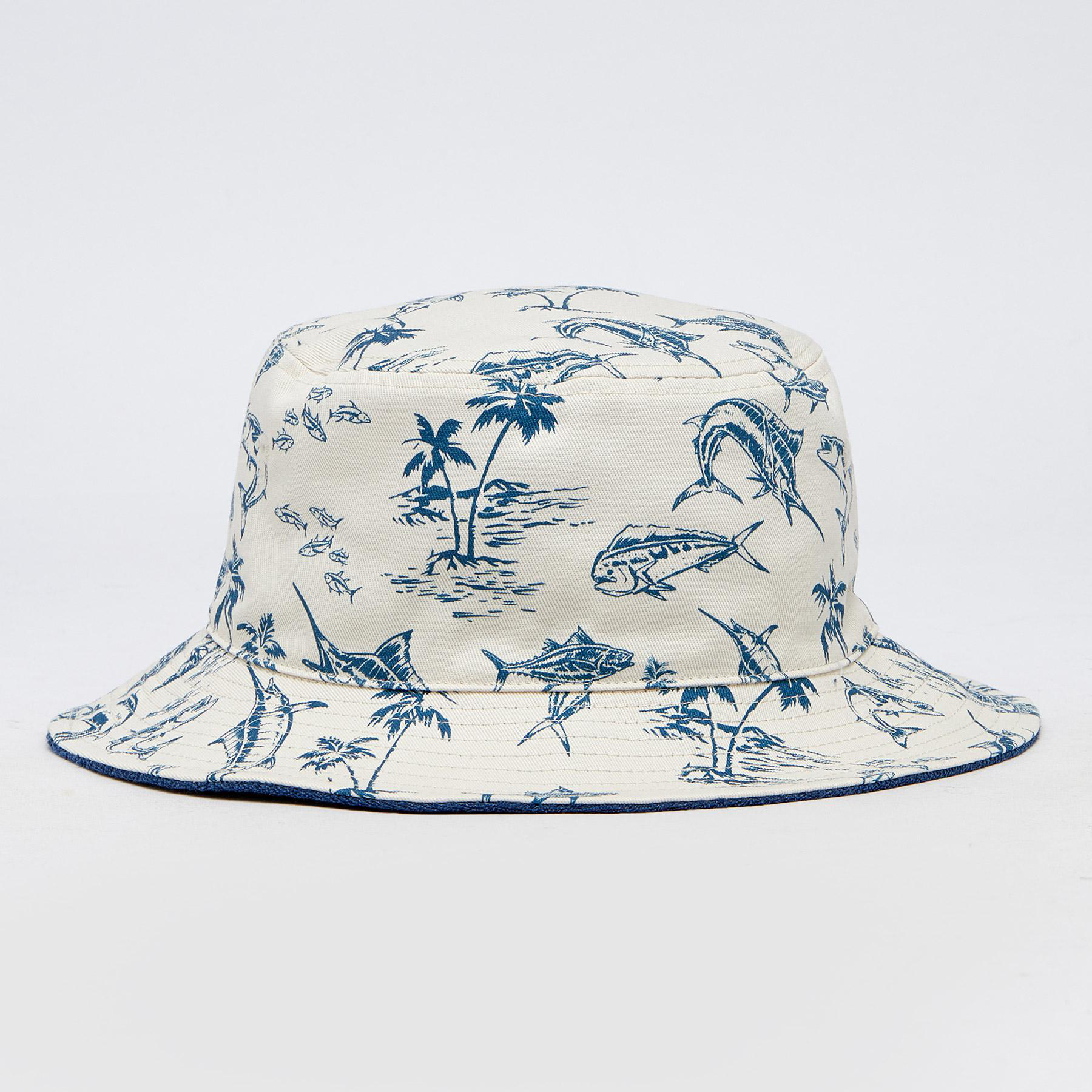 Shop Salty Life Trawler Reversible Bucket Hat In Stone/navy - Fast ...